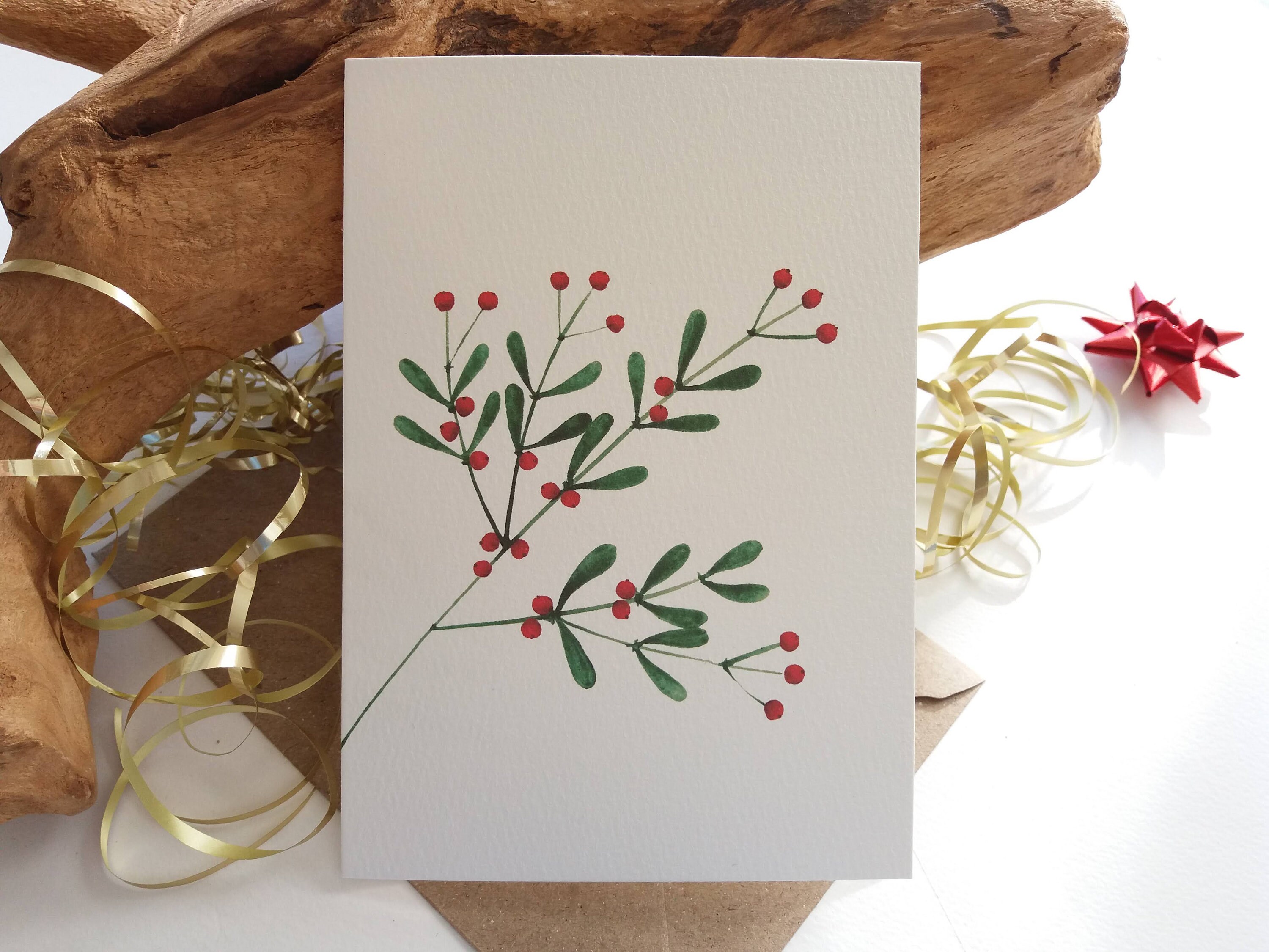 Christmas Cards Set of 6 mistletoe Cards - Etsy UK