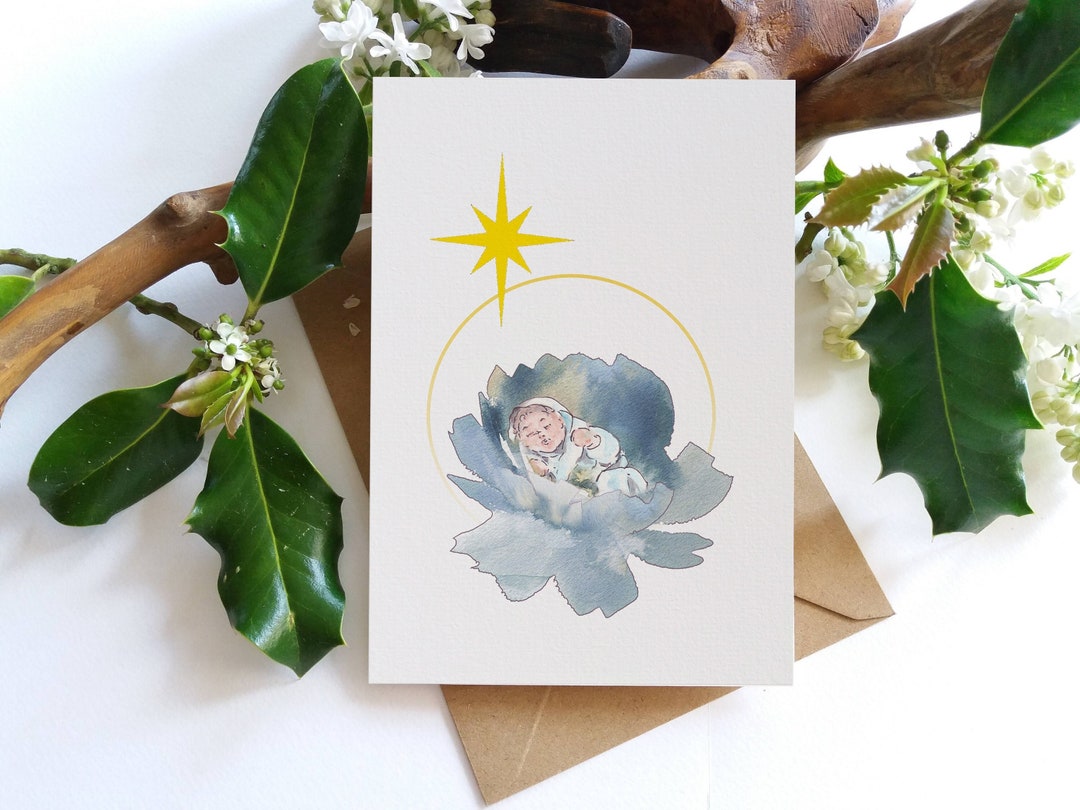 Christmas Cards. Set of 6 baby Jesus Cards. Religious Christmas Cards ...