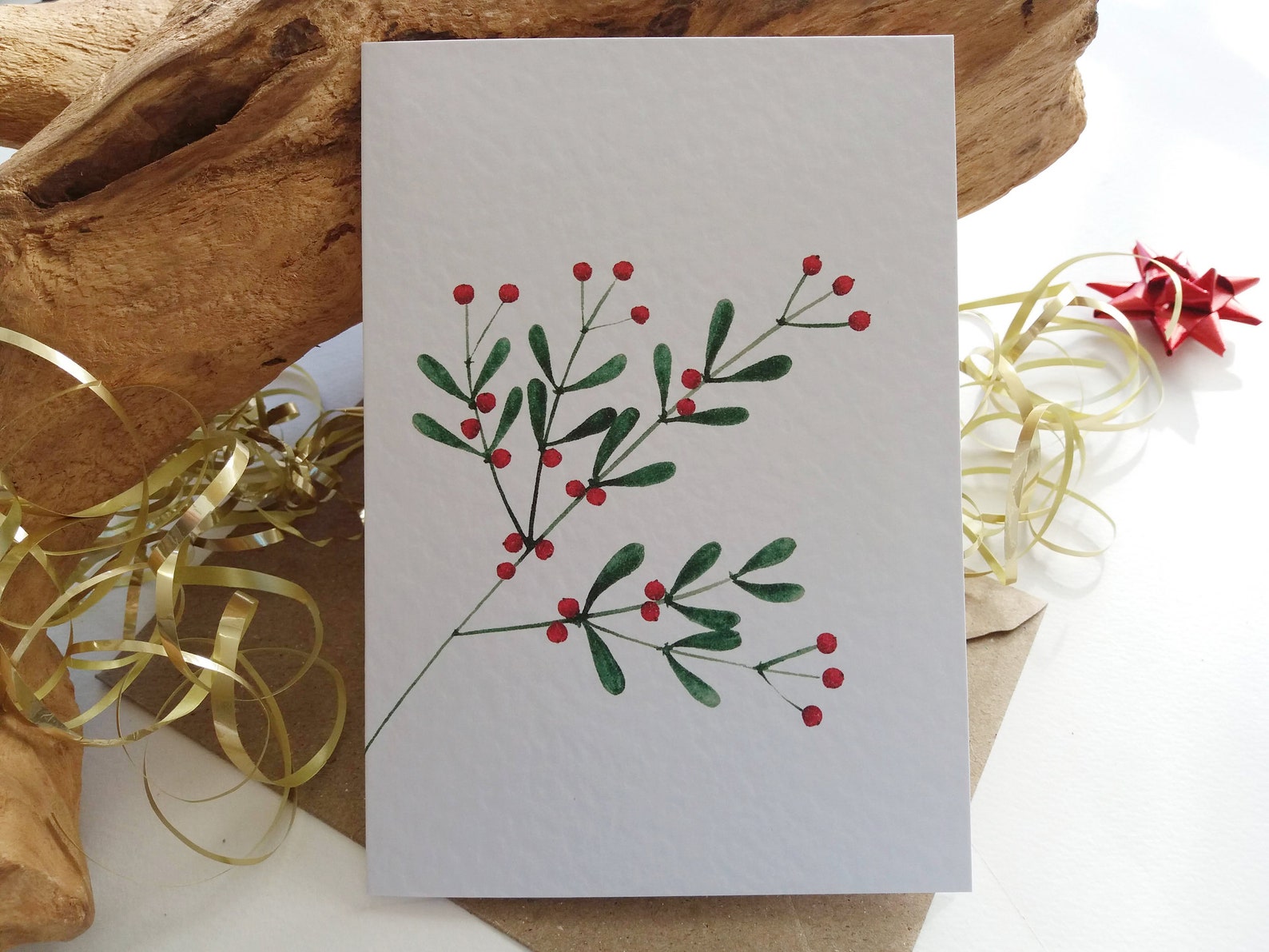 Christmas Cards Set of 6 mistletoe Cards - Etsy UK