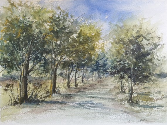 Watercolor Paintings Of Trees Colorful Winter Tree Silhouette