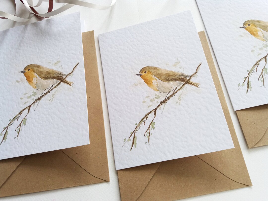 Card Set. Bird Card. Robin - Folded Blank Note Card, Greeting Card ...