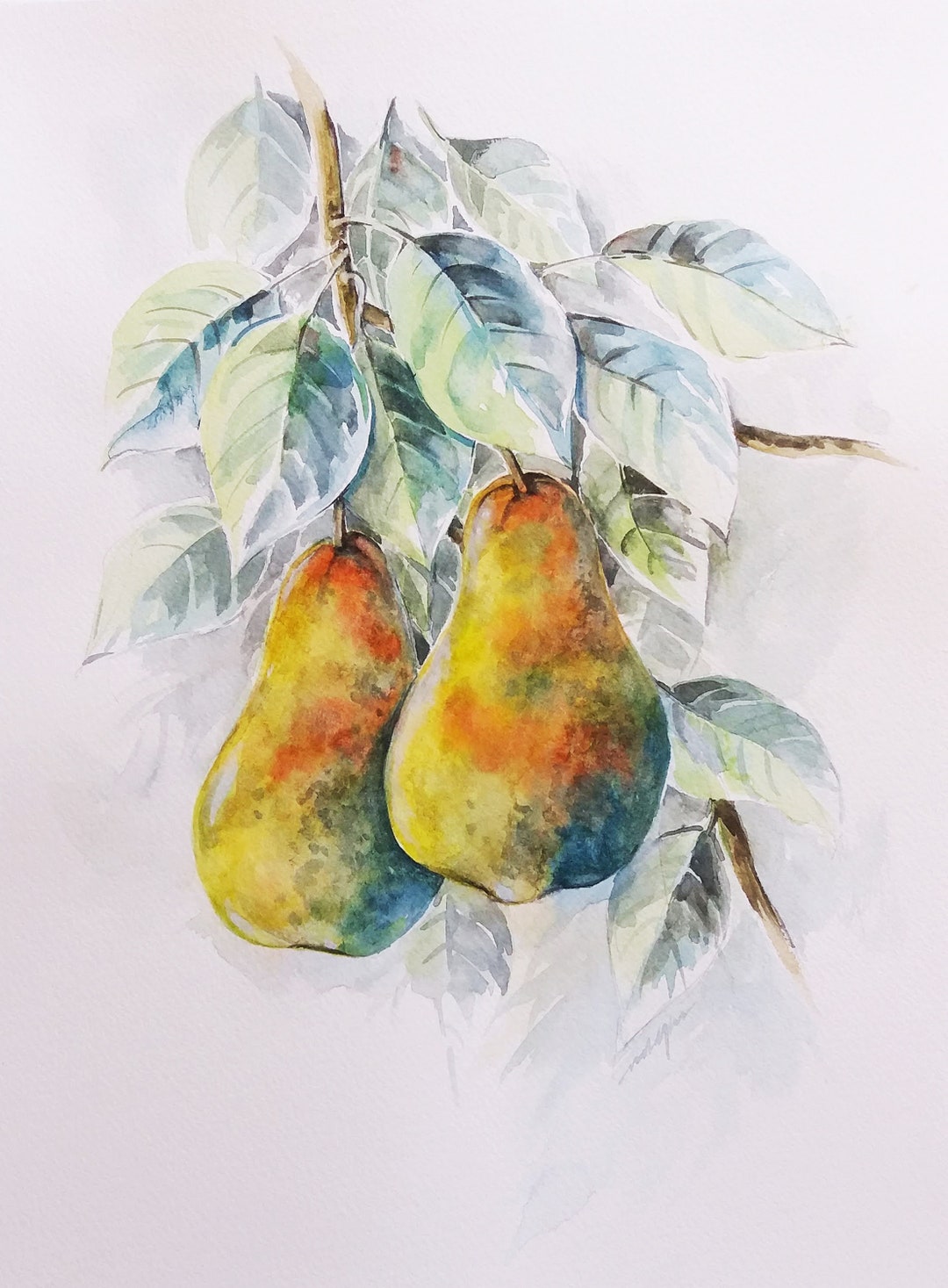 BIRNEN. Buntes Obst Art. Original Aquarell Gemälde - Etsy.de