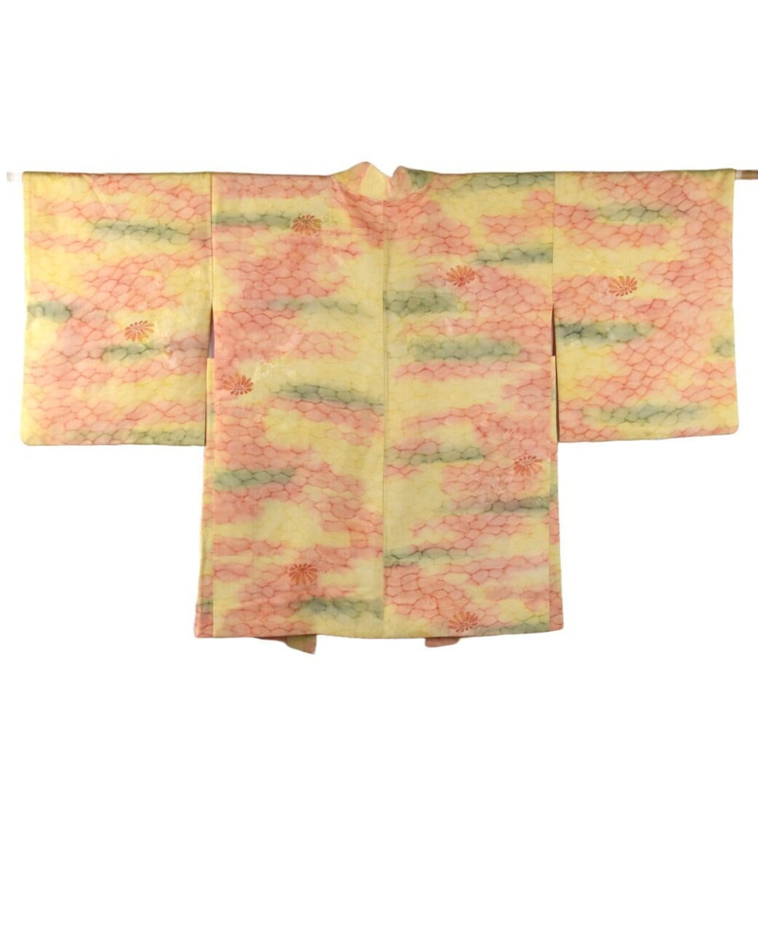Japanese Short Kimono Jacket With Silk Bands to Close , Haori, Yellow ...
