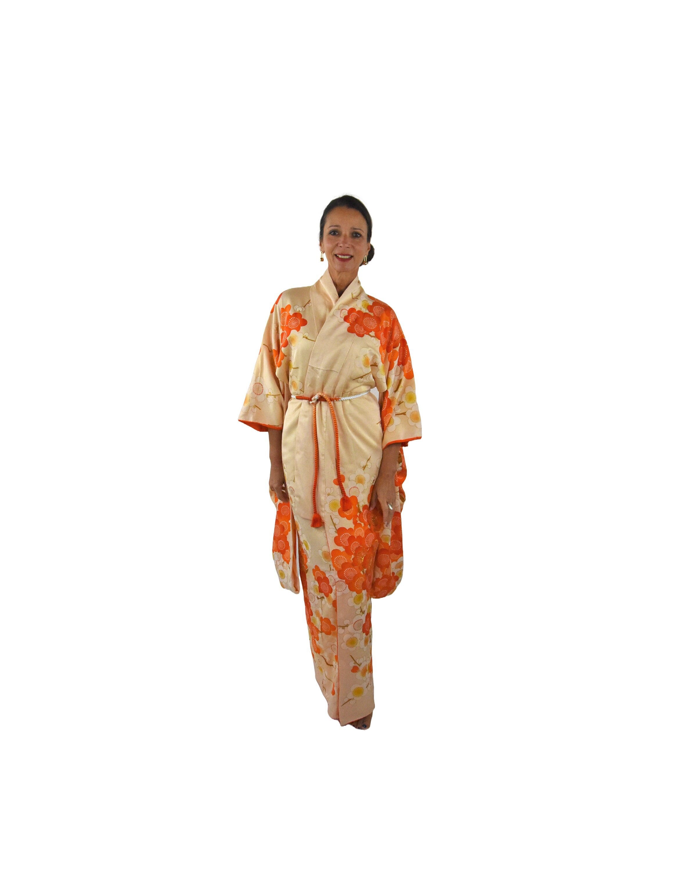 Furisode Kimono UME with beautiful Plum flower pattern including Silk ...