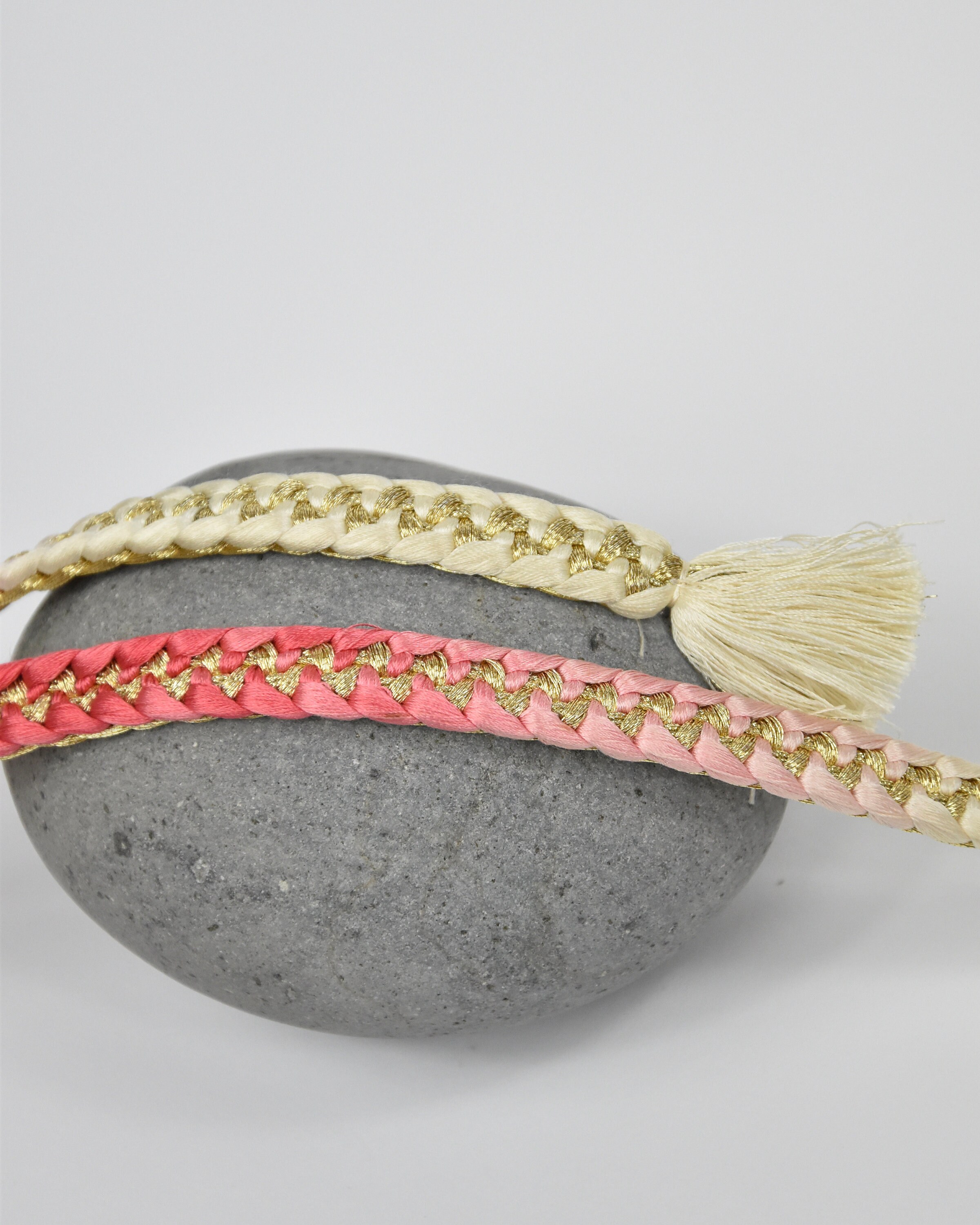Obijime, Kumihimo Belt white & pink, Silk Cord, Silk Belt, Silk ...