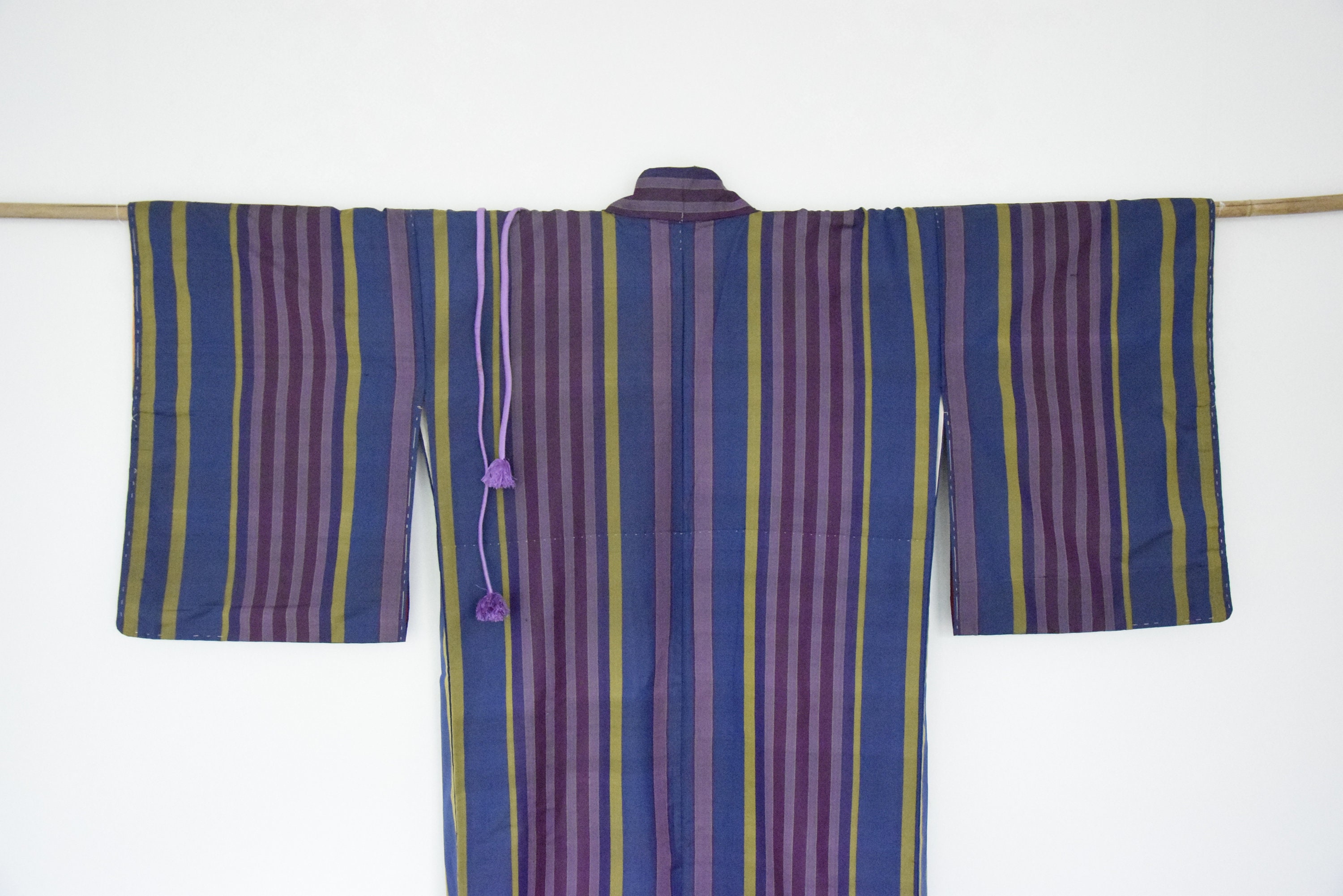 Vintage Kimono with stripes, Unisex, Silk Kimono Robe, Lounge Wear ...