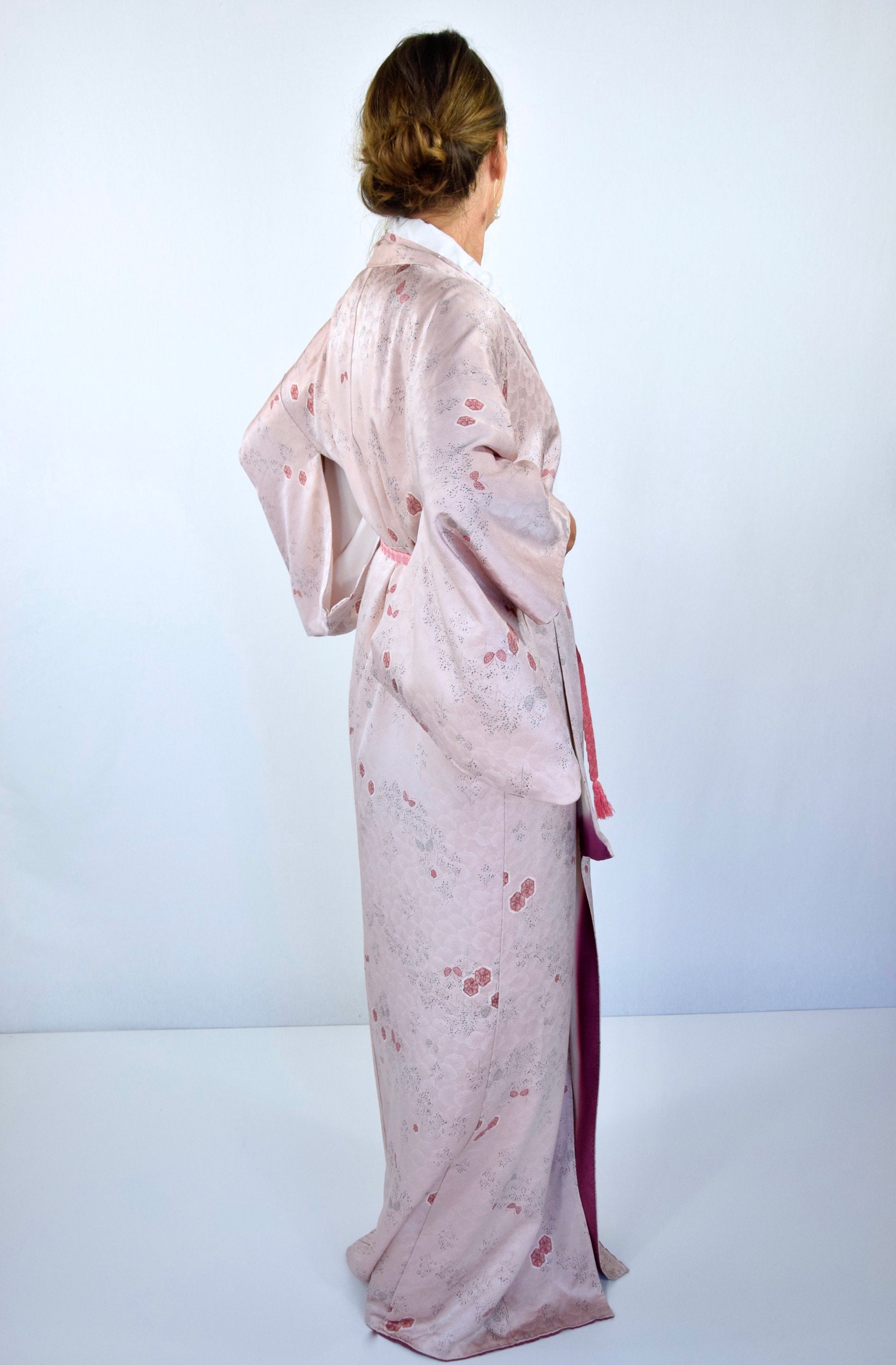 Cleaned Japanese Vintage Kimono Robe with Obijime belt, cleaned and ...