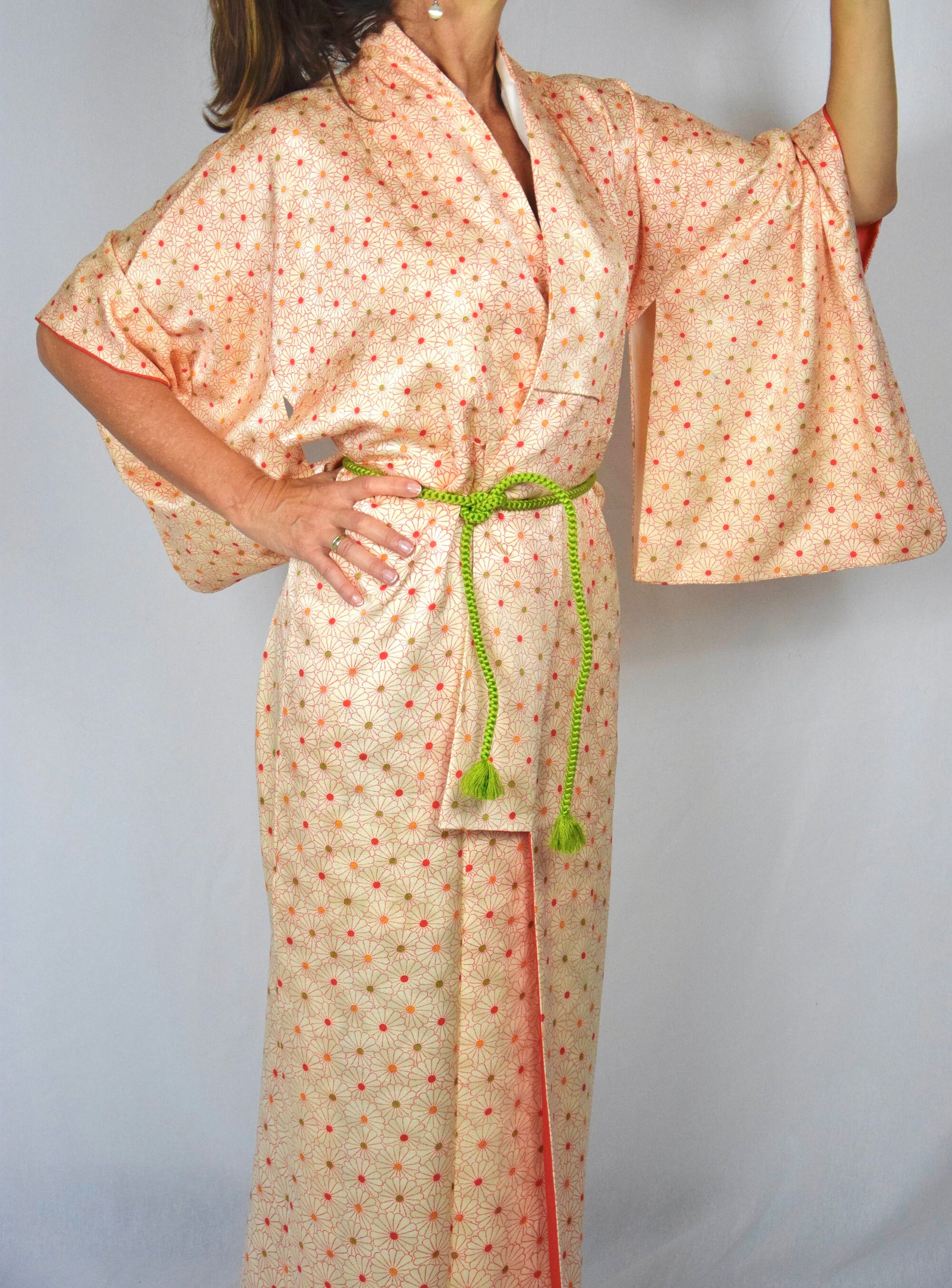 Japanese Vintage Kimono Robe silk including Obijime (Kumihimo) belt ...