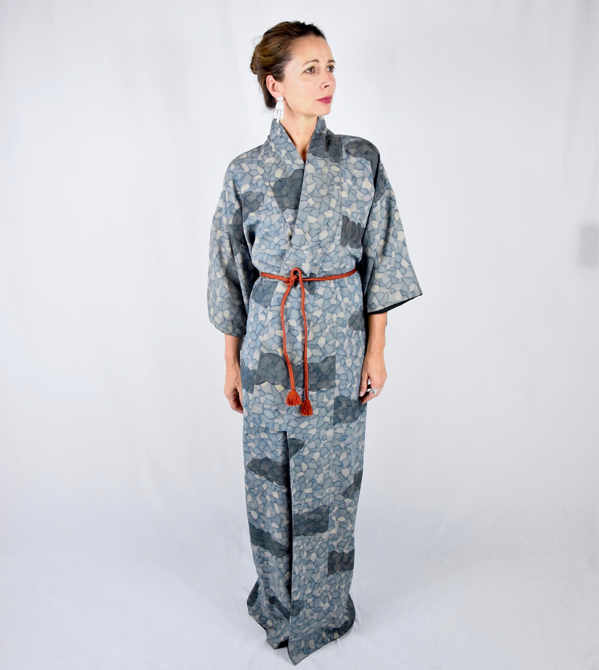 Kimono Robe, Japanese Silk, includes Kumihimo belt, Boho Kimono Robe ...