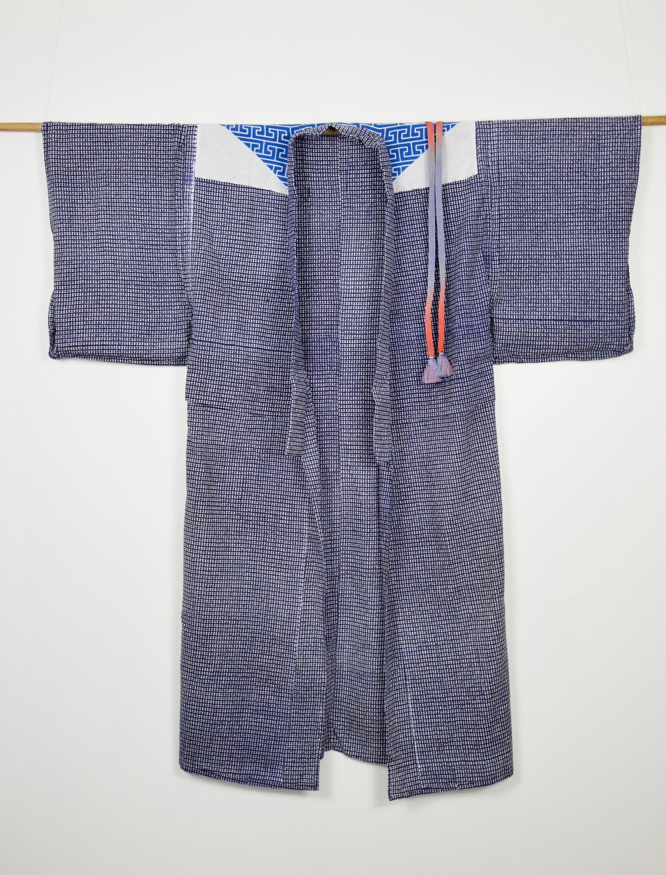 Japanese Vintage Yukata Robe with free Kumihimo belt, cotton Gown Robe ...