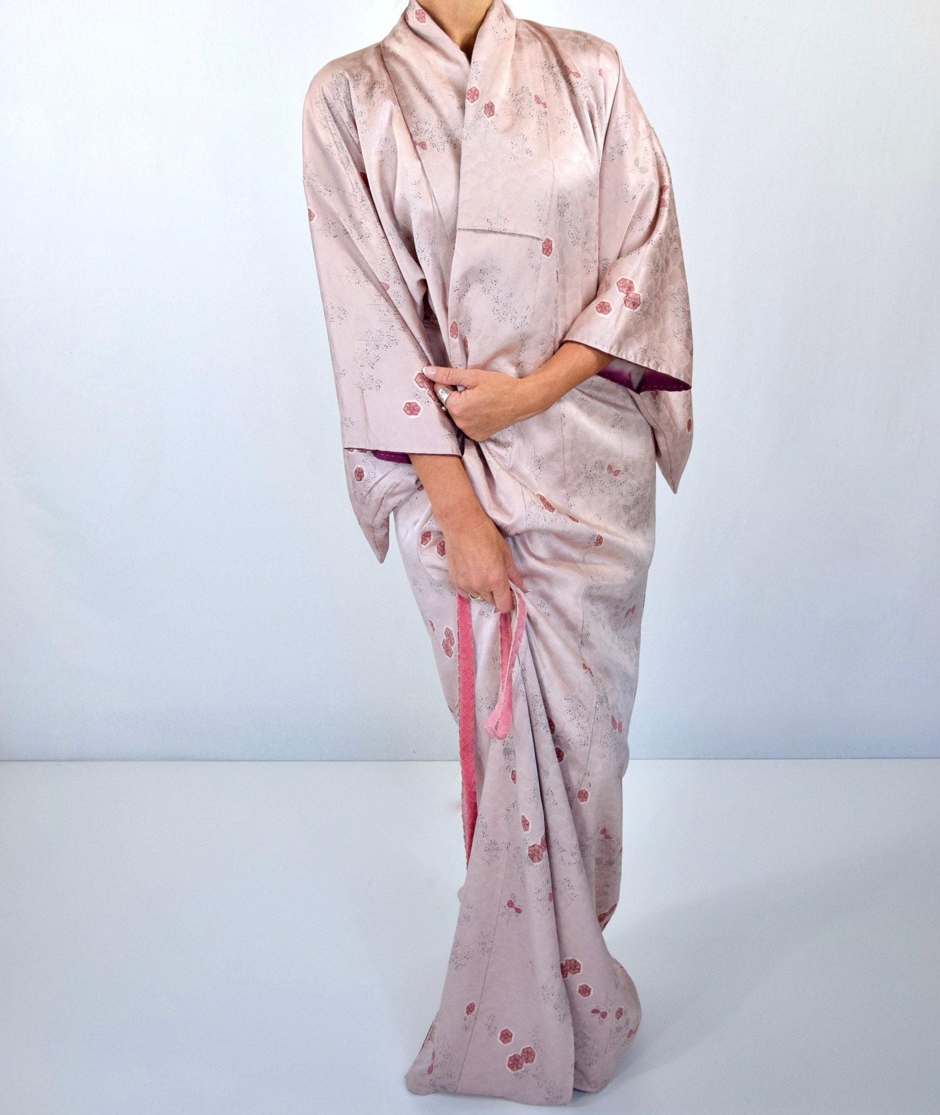 Cleaned Japanese Vintage Kimono Robe with Obijime belt, cleaned and ...