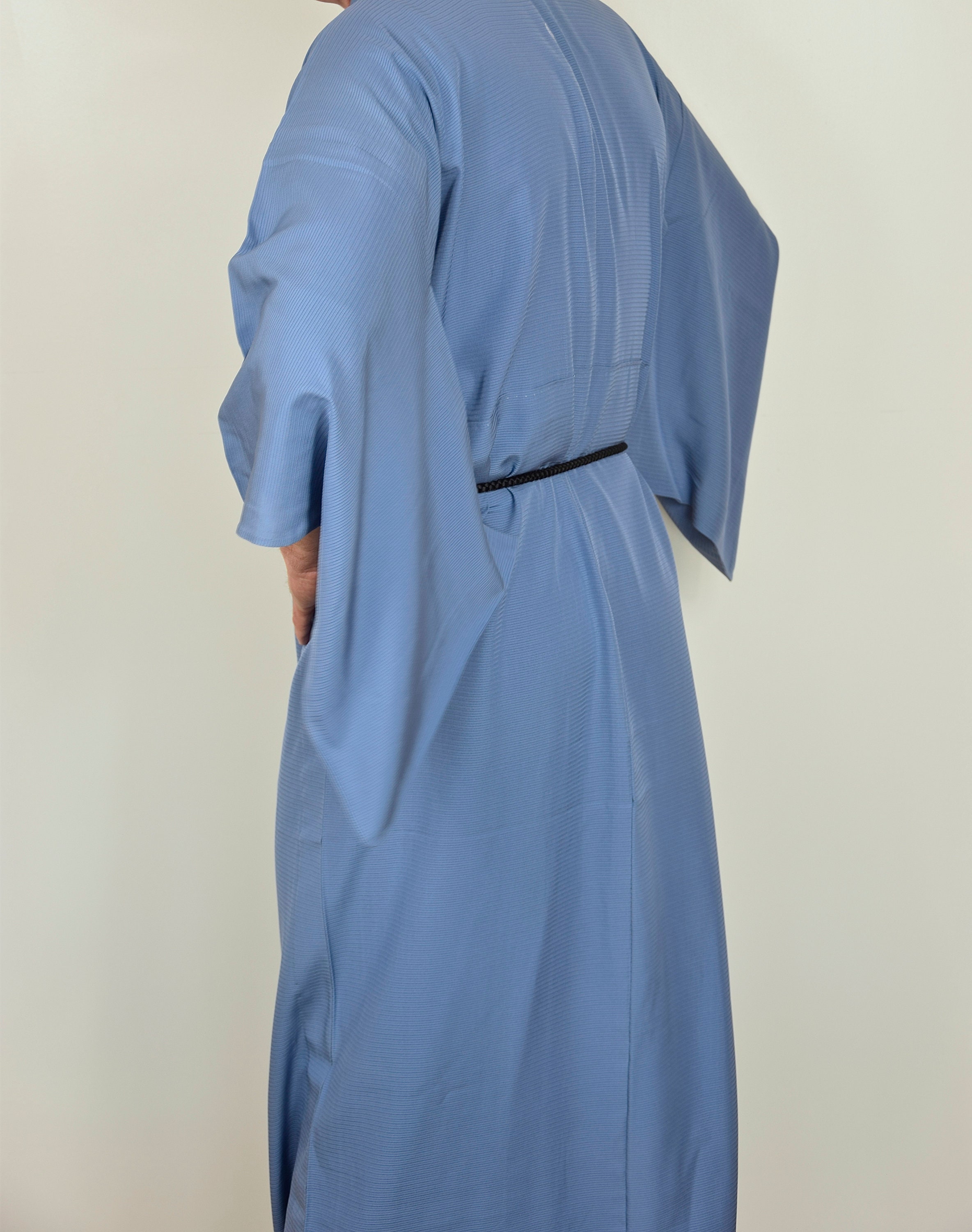 Japanese Vintage Kimono Robe Silk in bronze with Obijime belt