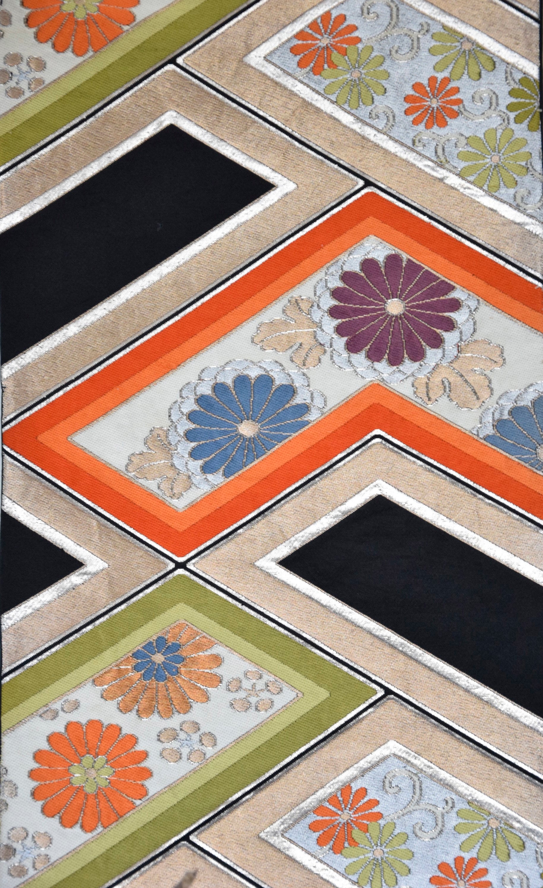 Japanese Obi Kiku Wall Decoration, Vintage Kimono Belt, KimonoMädchen,