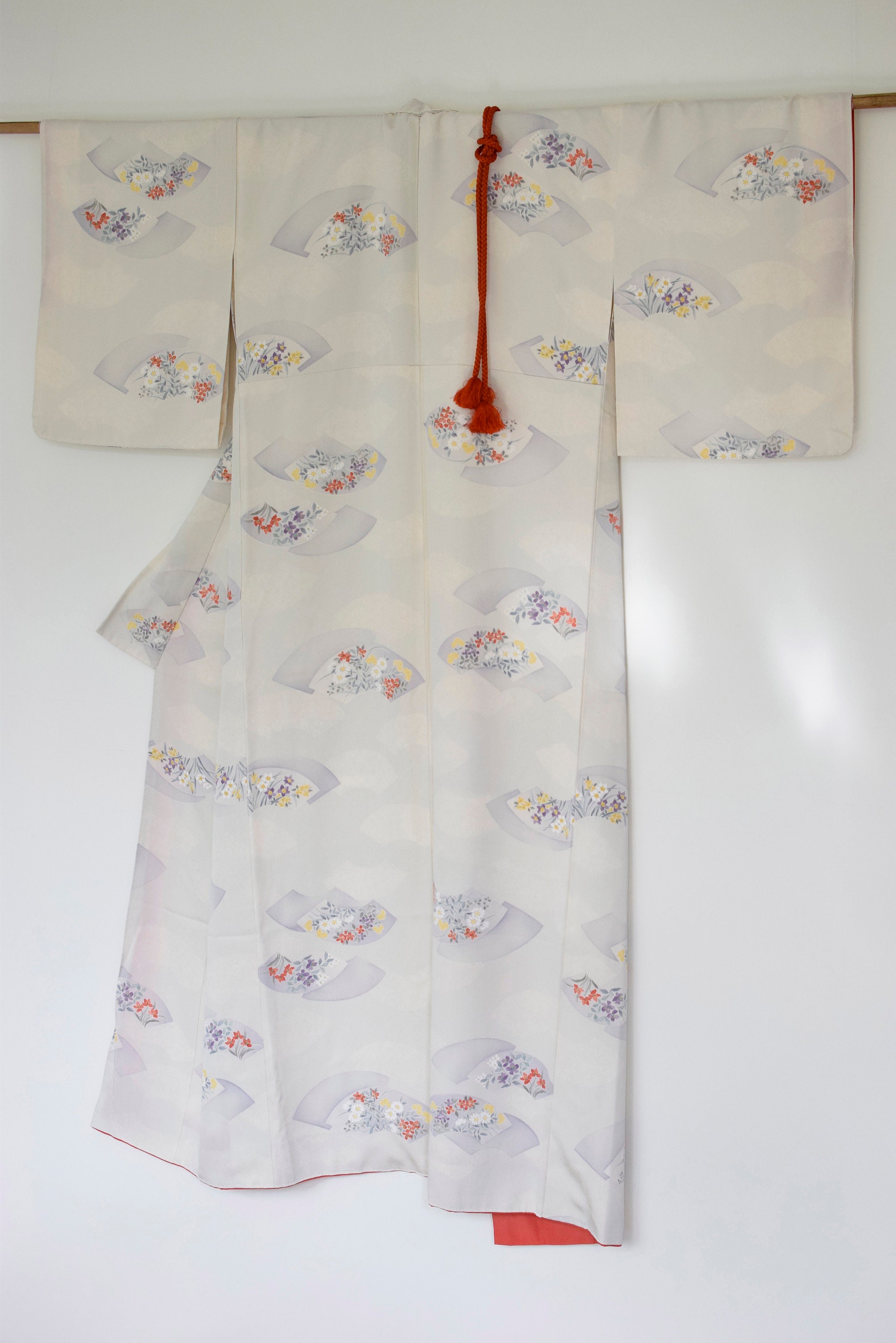 Japanese Vintage Kimono Robe Silk with free Obijime belt, Silk Gown ...