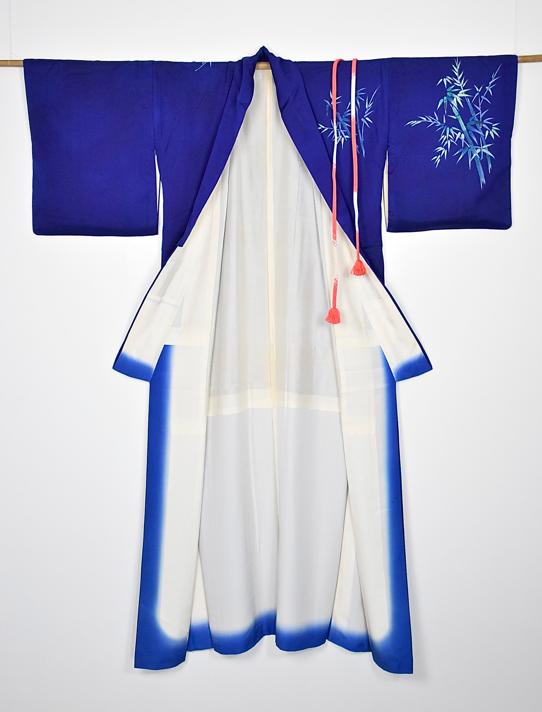 Japanese Vintage Silk Kimono in royal blue with free Obijime belt ...
