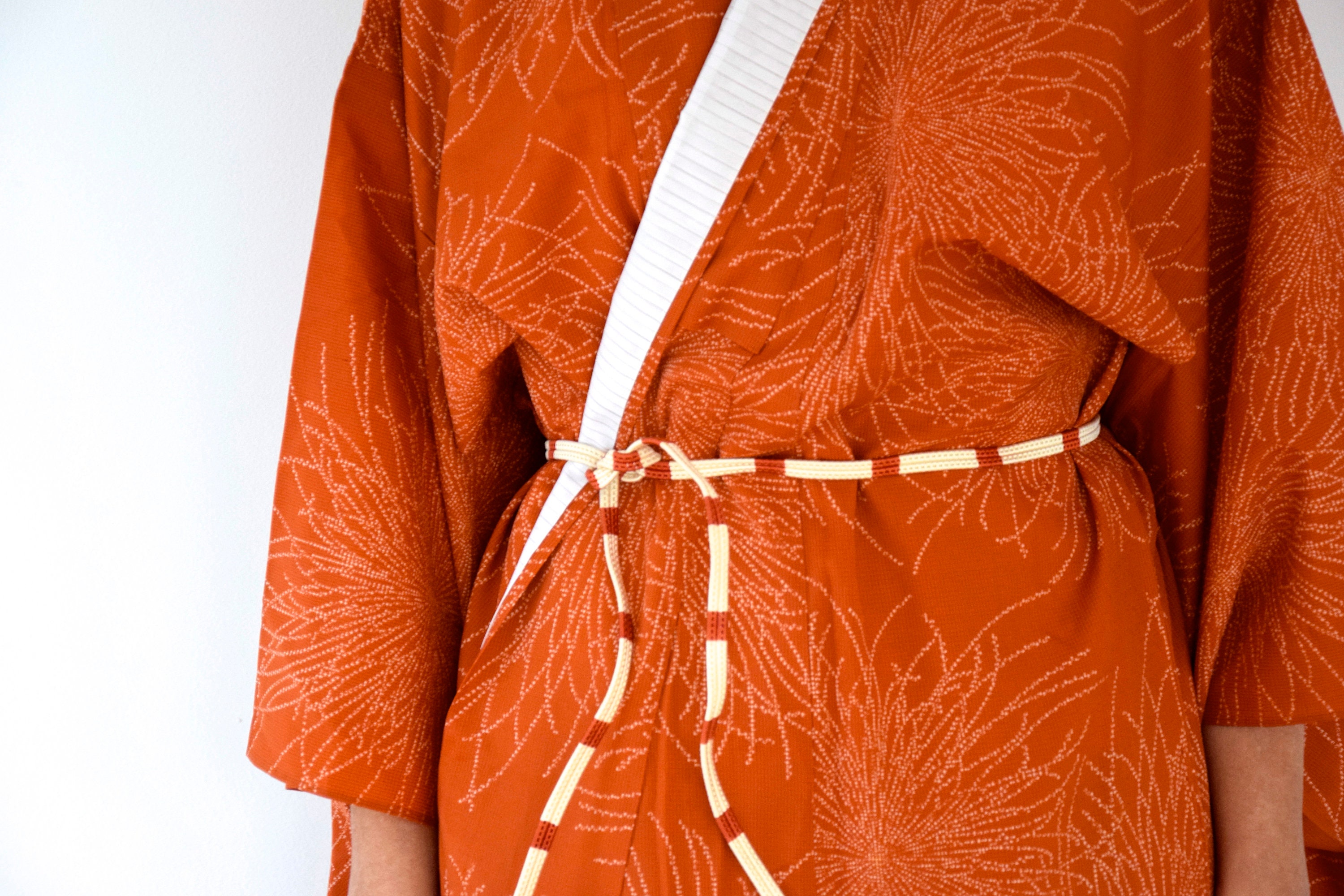 Vintage Kimono with Japanese Obijime belt, Kimono Robe, Lounge Wear ...