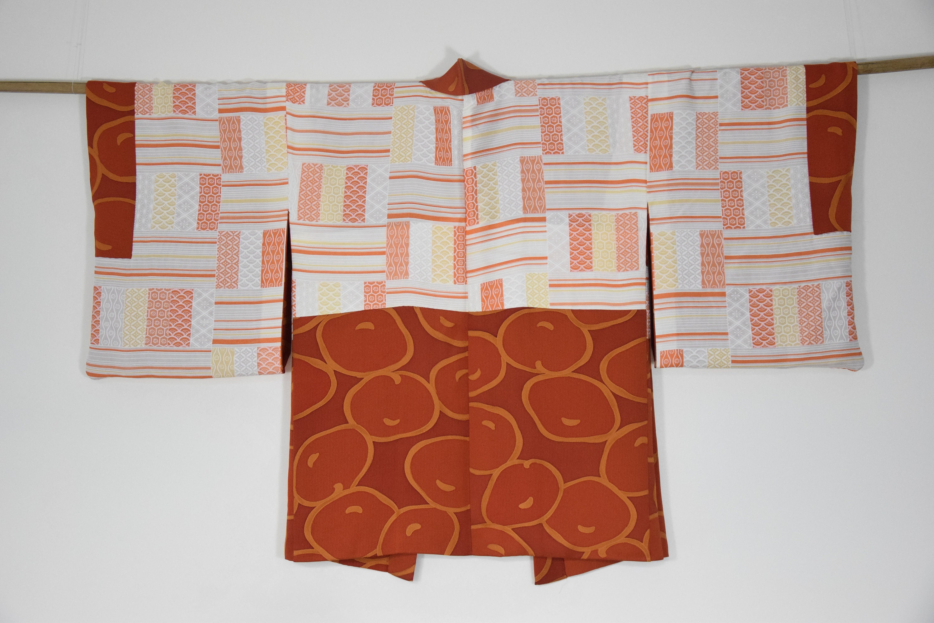 Vintage Haori, short silk Kimono Jacket, orange asian Jacket, original ...