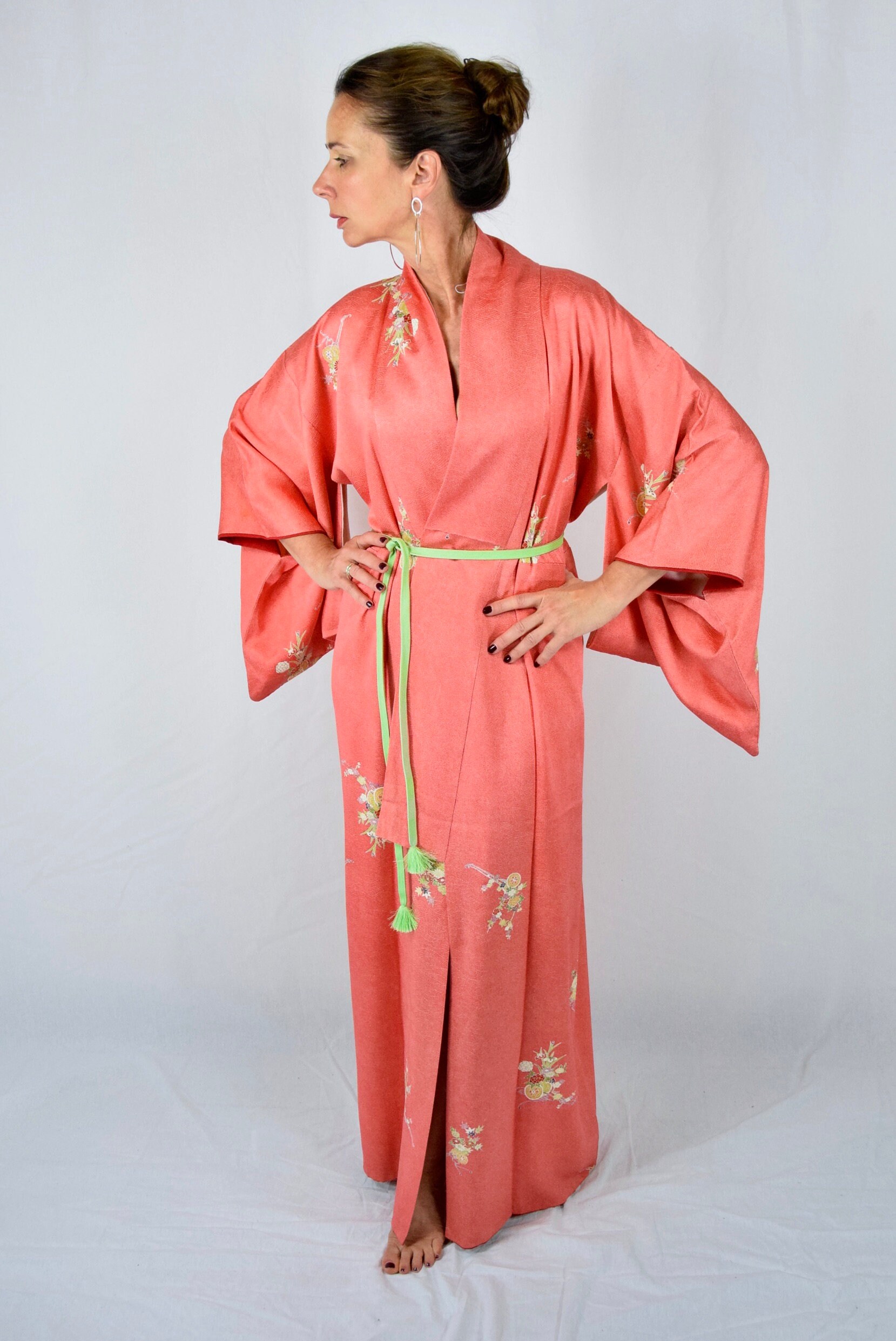 Cleaned high-quality Japanese Vintage Kimono Robe in red including ...
