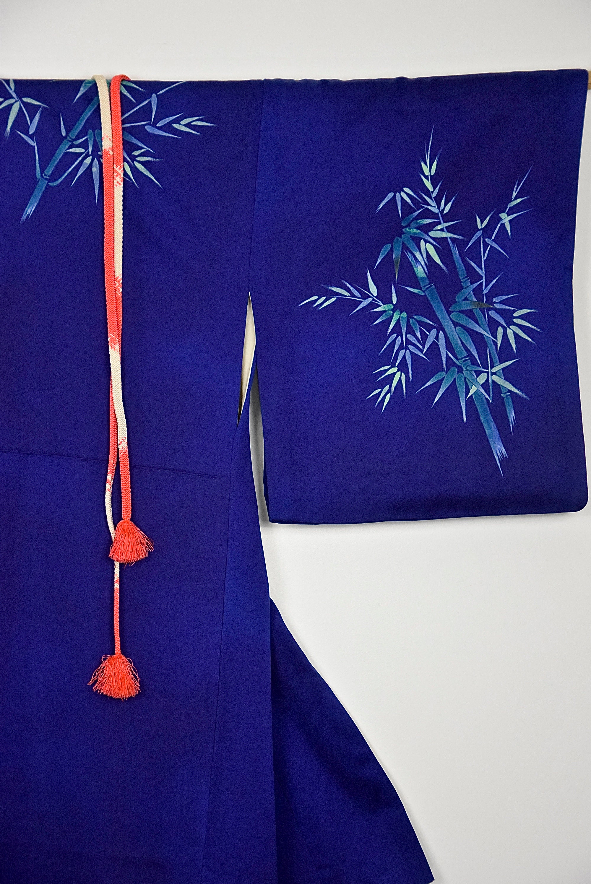 Japanese Vintage Silk Kimono in royal blue with free Obijime belt ...
