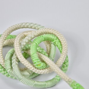 Obijime, Japanese Kumihimo Green and White, Silk Cord, Silk Belt ...