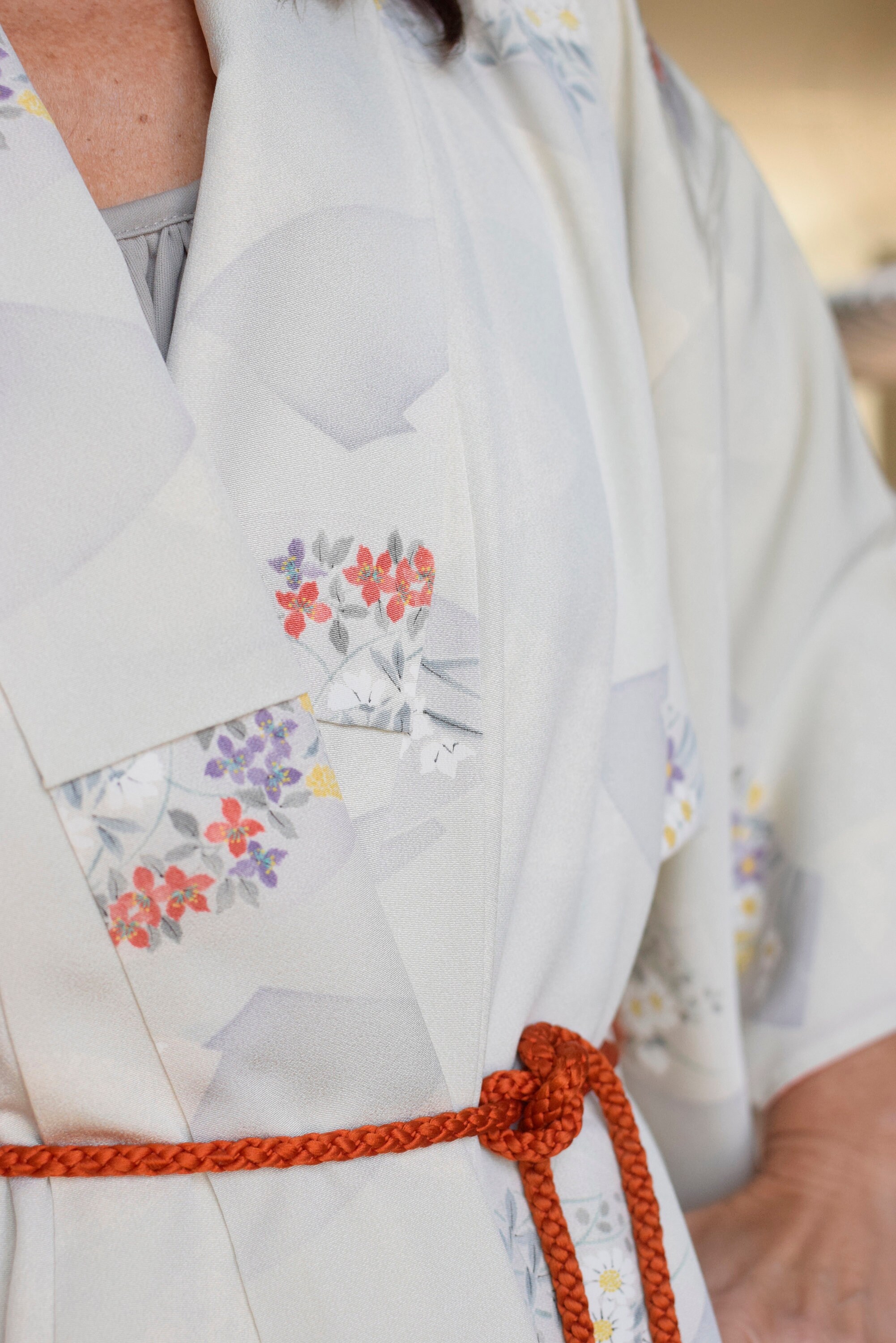 Japanese Vintage Kimono Robe Silk with free Obijime belt, Silk Gown ...