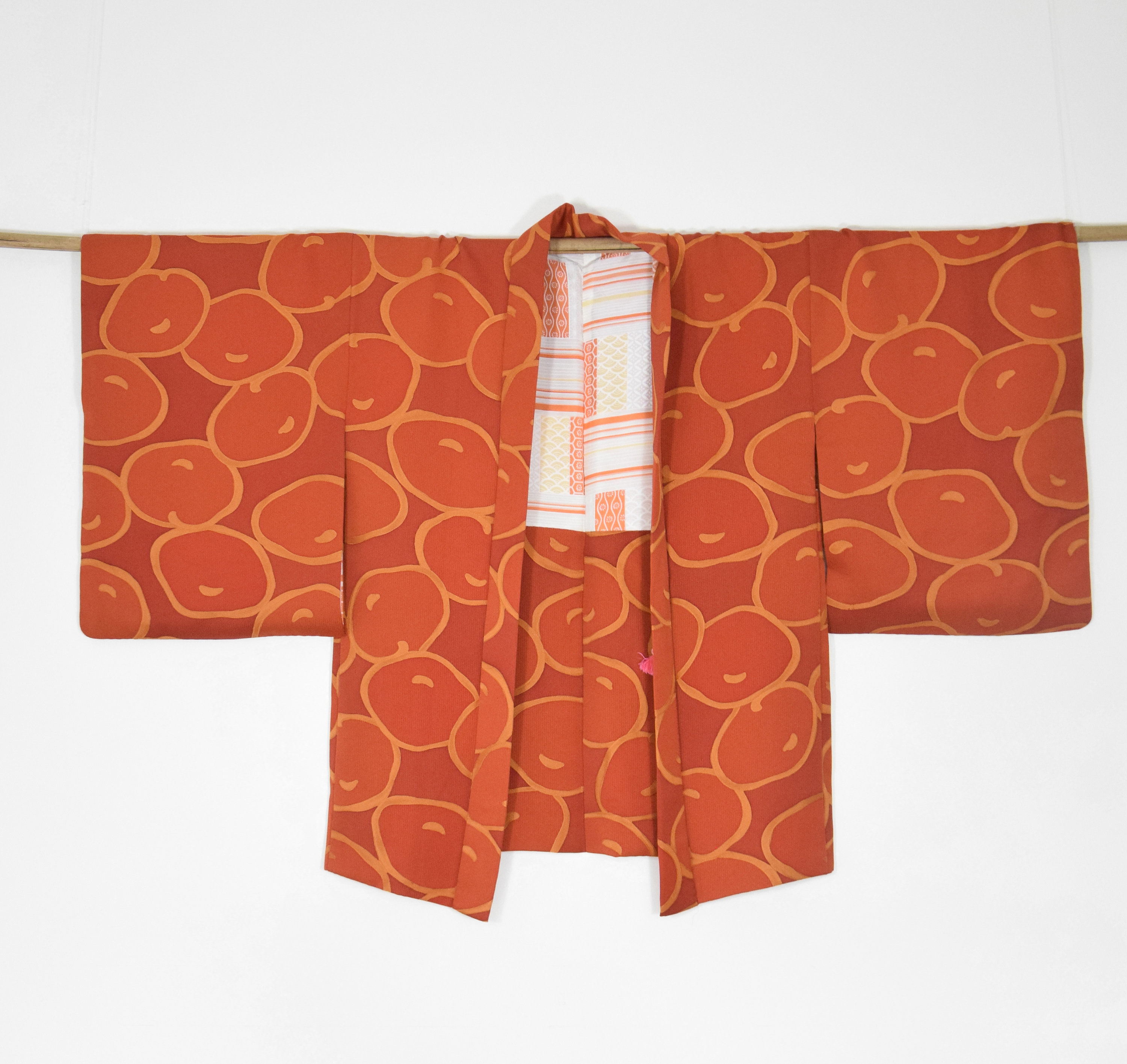 Vintage Haori, short silk Kimono Jacket, orange asian Jacket, original ...