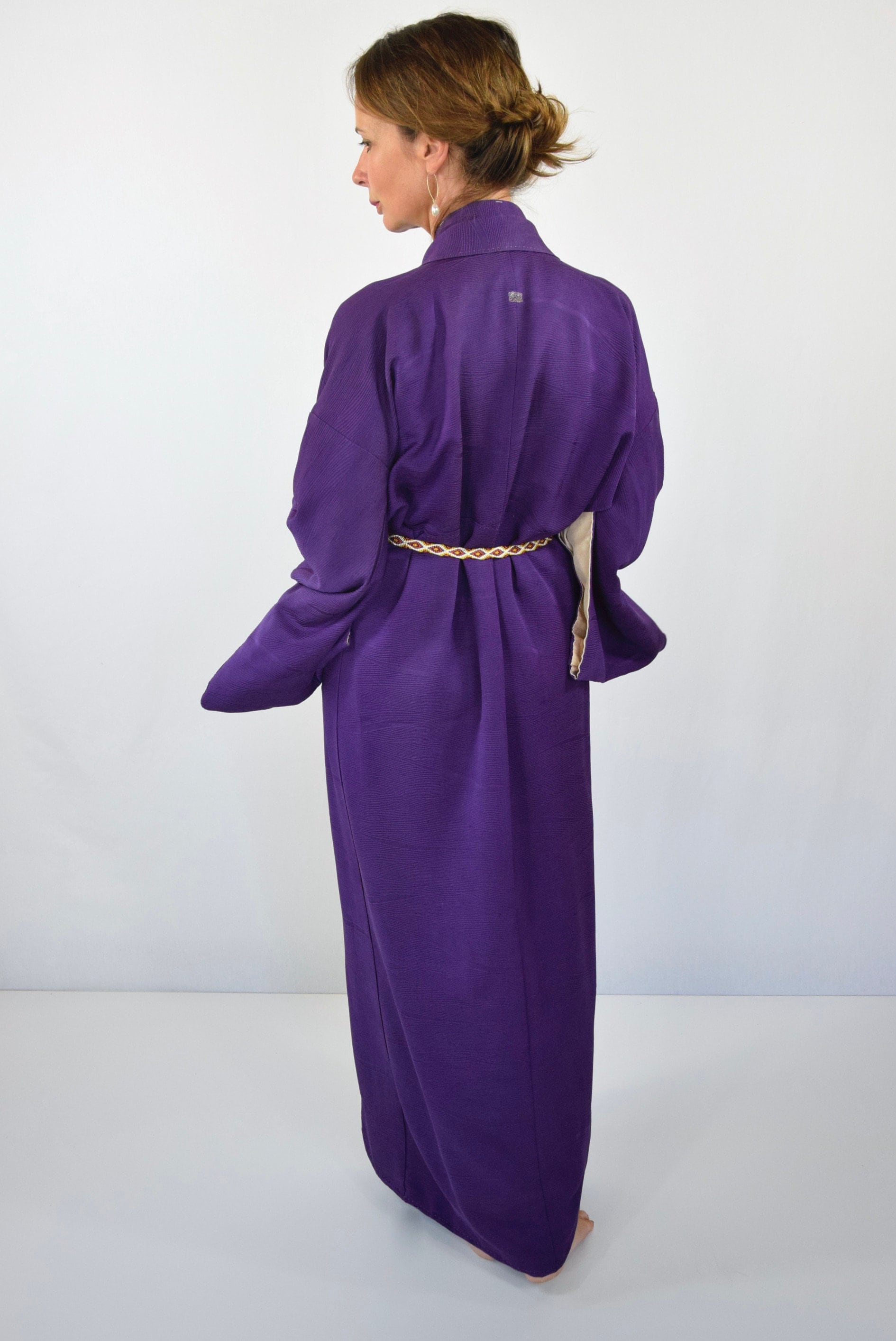 Cleaned Japanese Vintage Kimono Robe in purple, cleaned and ready to ...