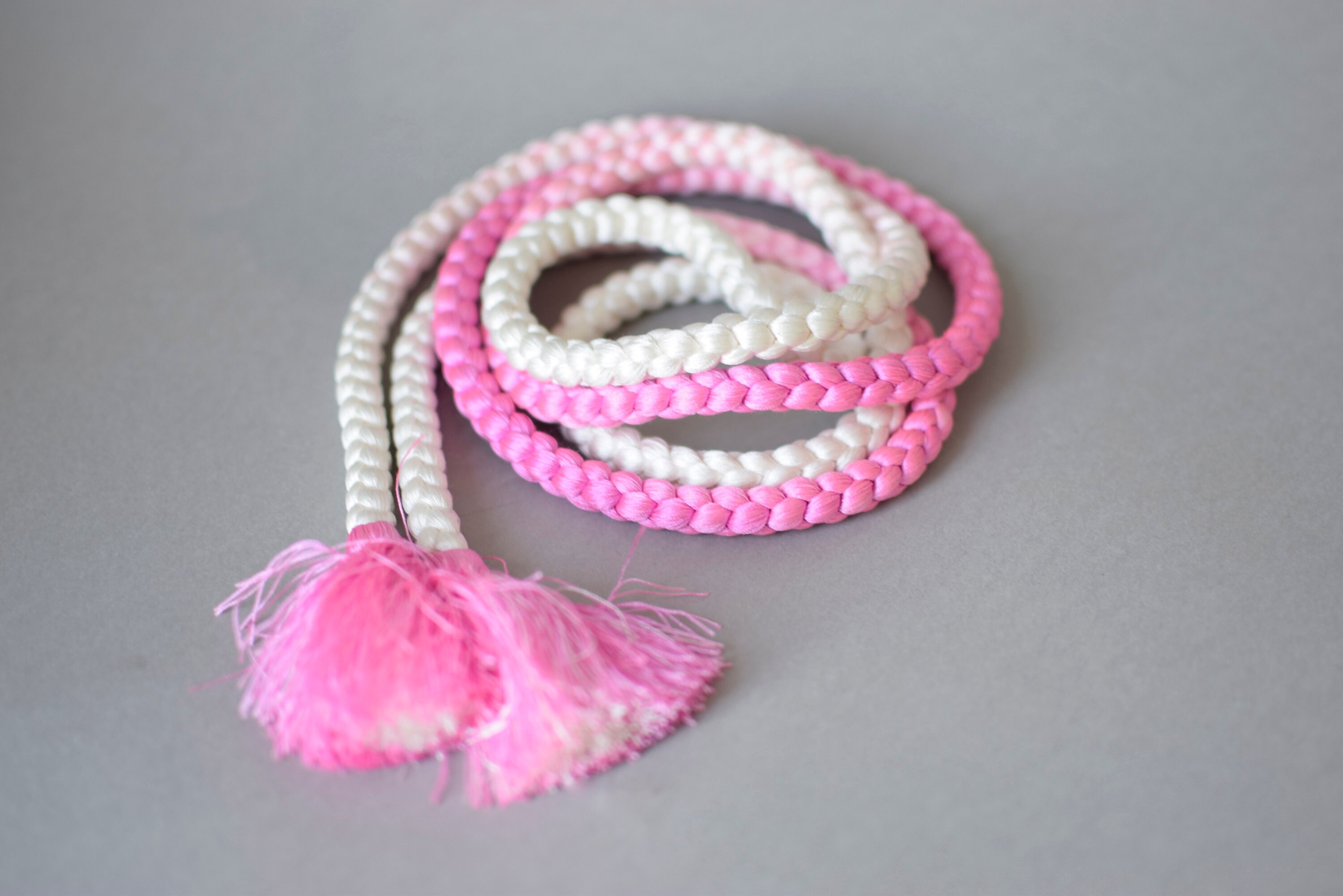 Obijime Belt Pink White, Silk Cord,, Obijime Cord, Silk Cord Belt, Silk ...