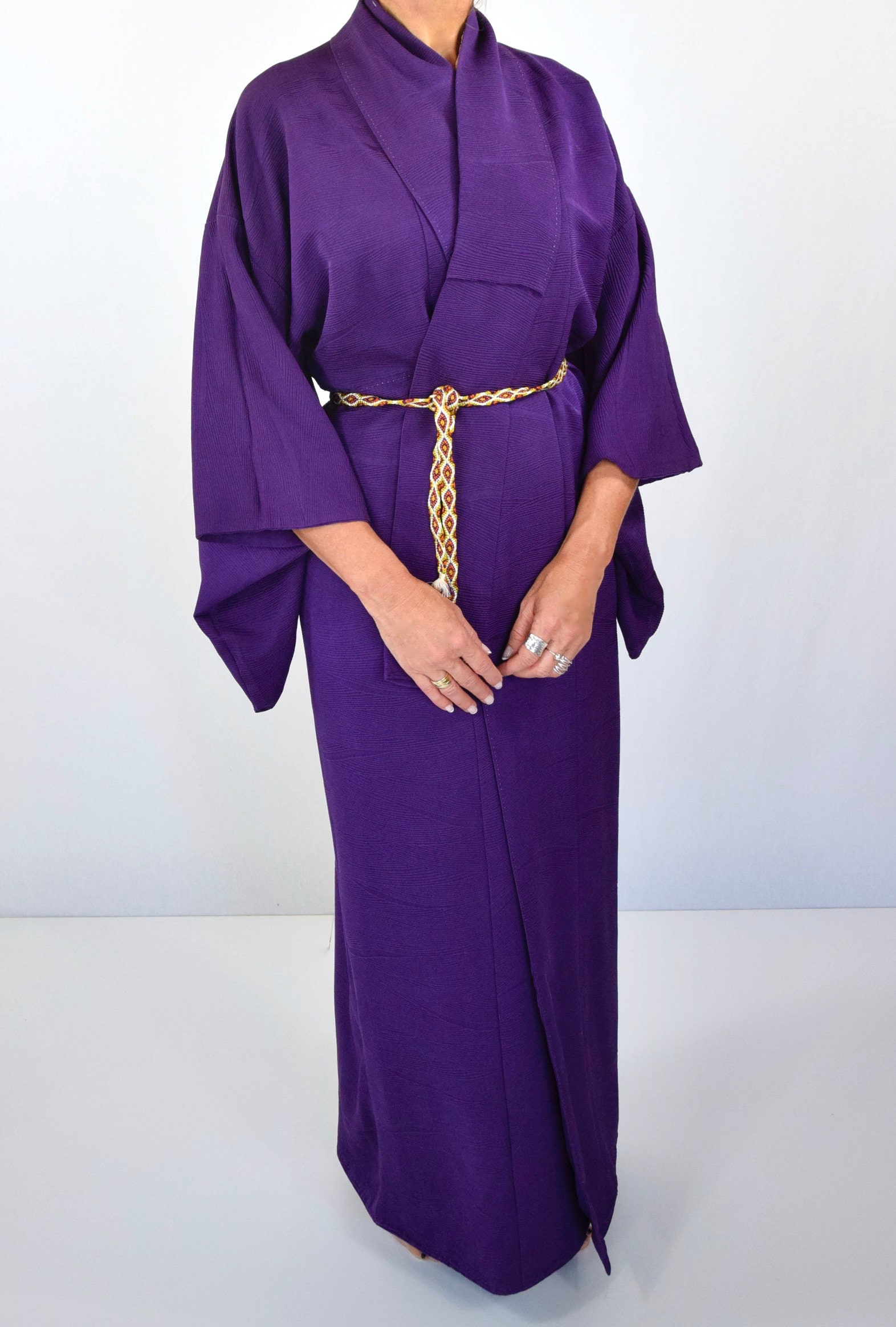 Cleaned Japanese Vintage Kimono Robe in purple, cleaned and ready to ...
