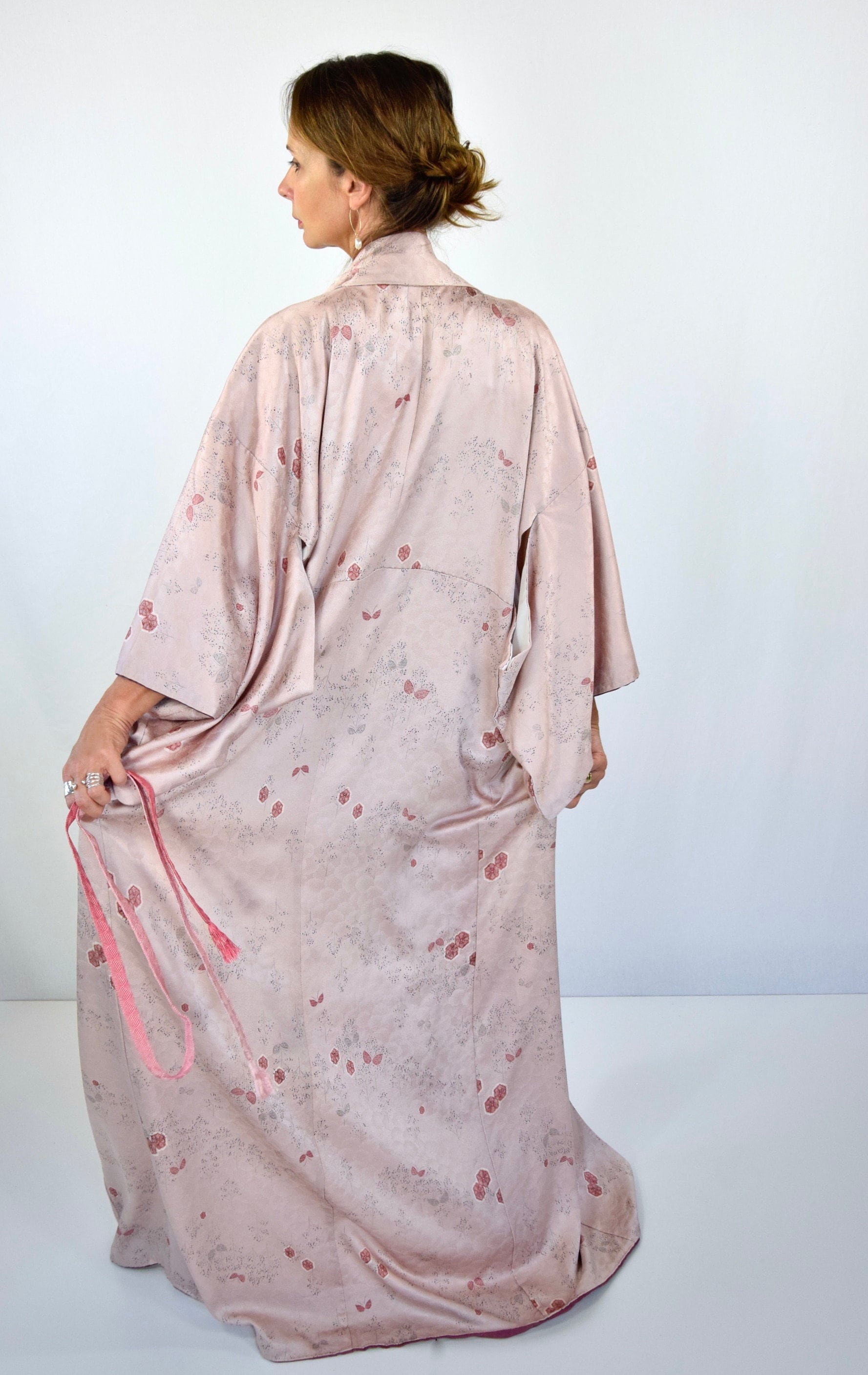 Cleaned Japanese Vintage Kimono Robe with Obijime belt, cleaned and ...