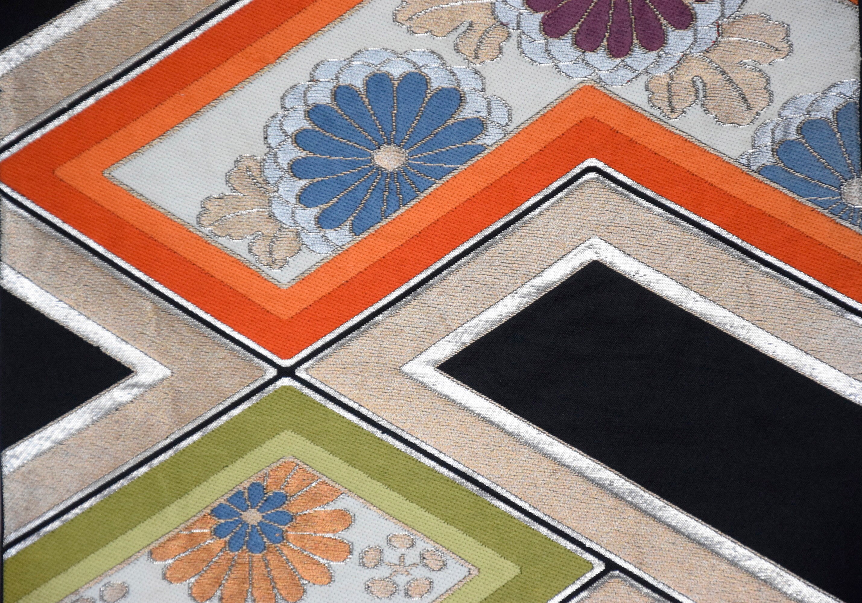 Japanese Obi Kiku Wall Decoration, Vintage Kimono Belt, KimonoMädchen,