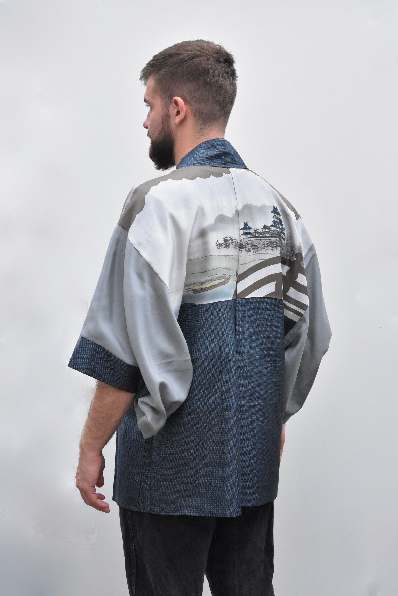Kimono Jacket Oshiro/ Haori / Samurai Jacket / Oshima Tsumugi / Wall ...