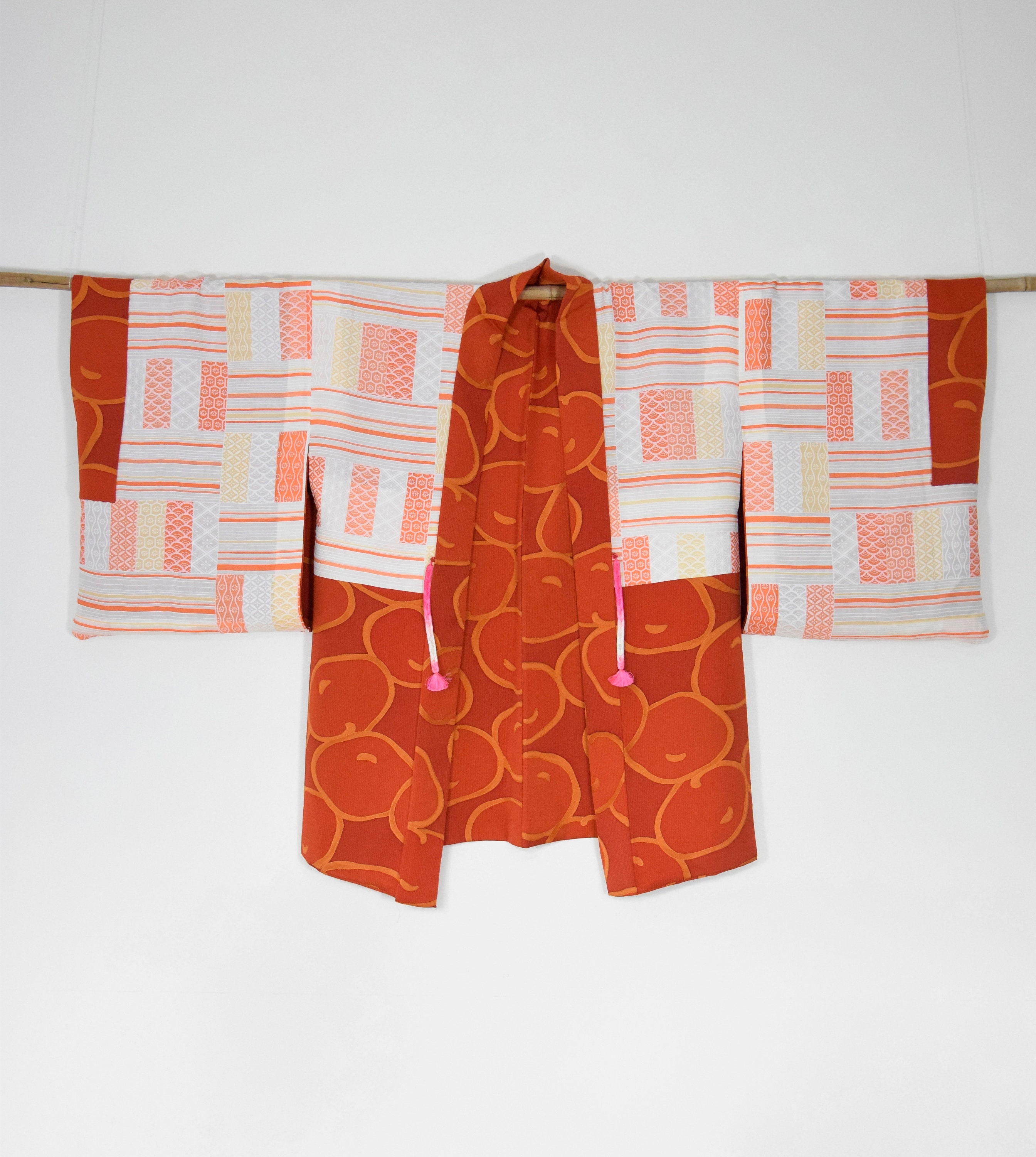 Vintage Haori, short silk Kimono Jacket, orange asian Jacket, original ...
