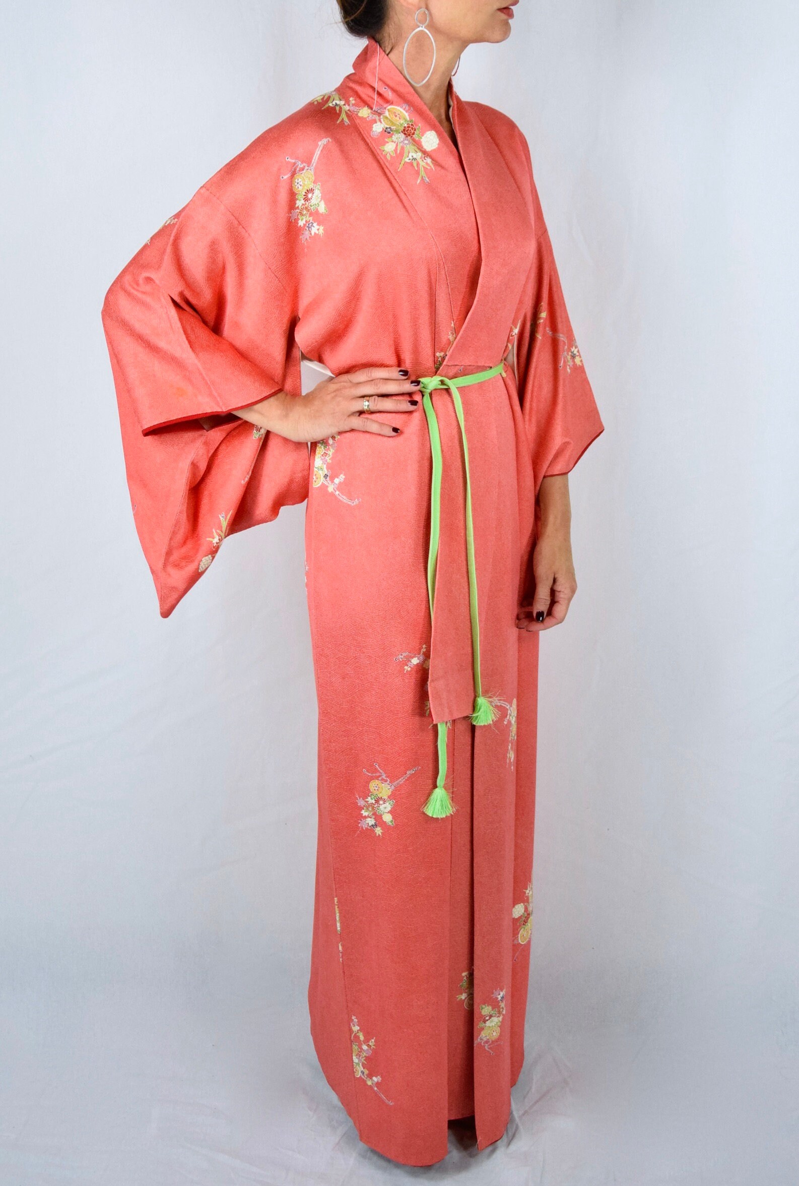 Cleaned high-quality Japanese Vintage Kimono Robe in red including ...