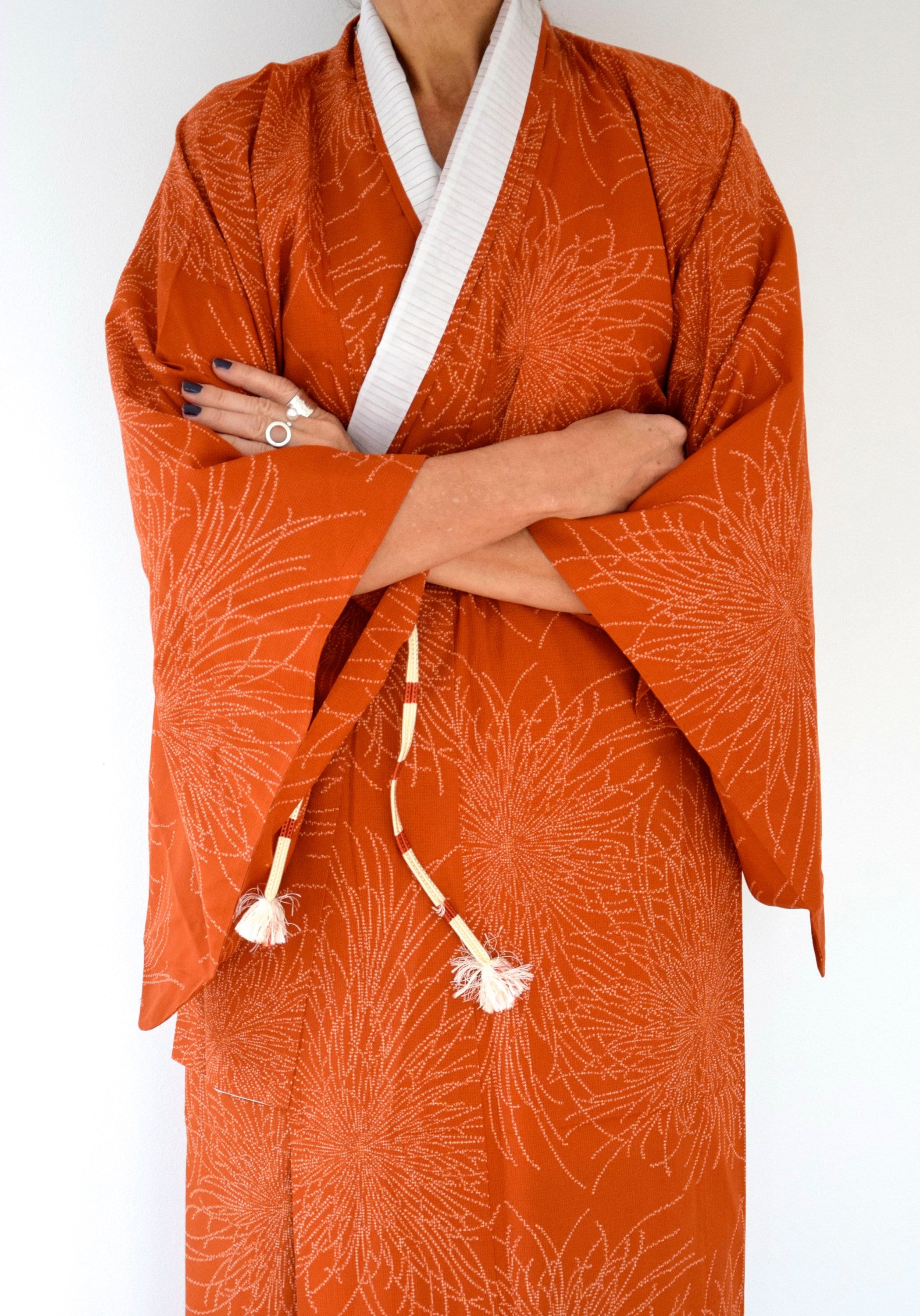 Vintage Kimono with Japanese Obijime belt, Kimono Robe, Lounge Wear ...