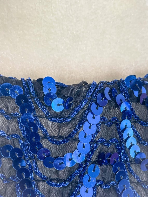 1970s Partique Royal Blue Disco Sequin and Mesh Sheer… - Gem