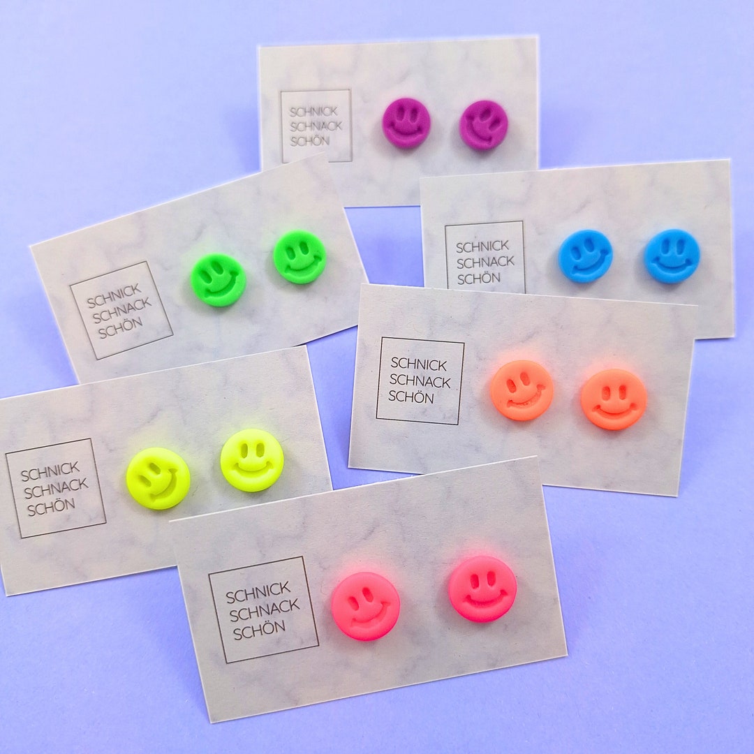 Neon Smile Stud Earrings, Neon Stud Earrings, Neon Jewelry, Neon Smile ...