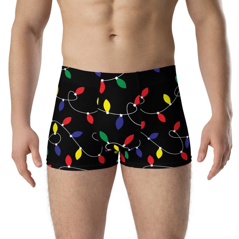 Colorful Christmas Lights Boxer Briefs, Holiday Underwear, Festive Xmas ...