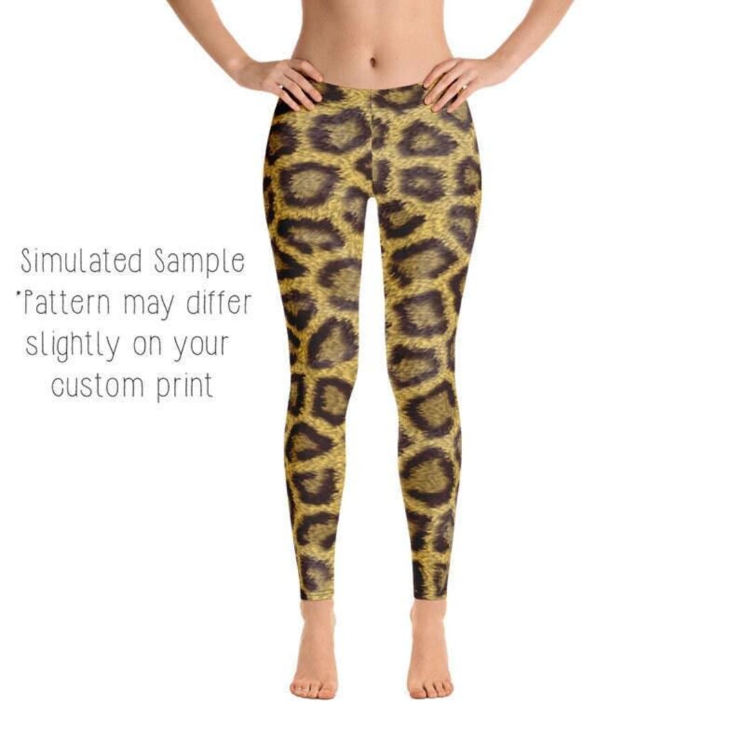 Modern Leopard Print Yoga Pants, Animal Print Workout Leggings Spotted ...