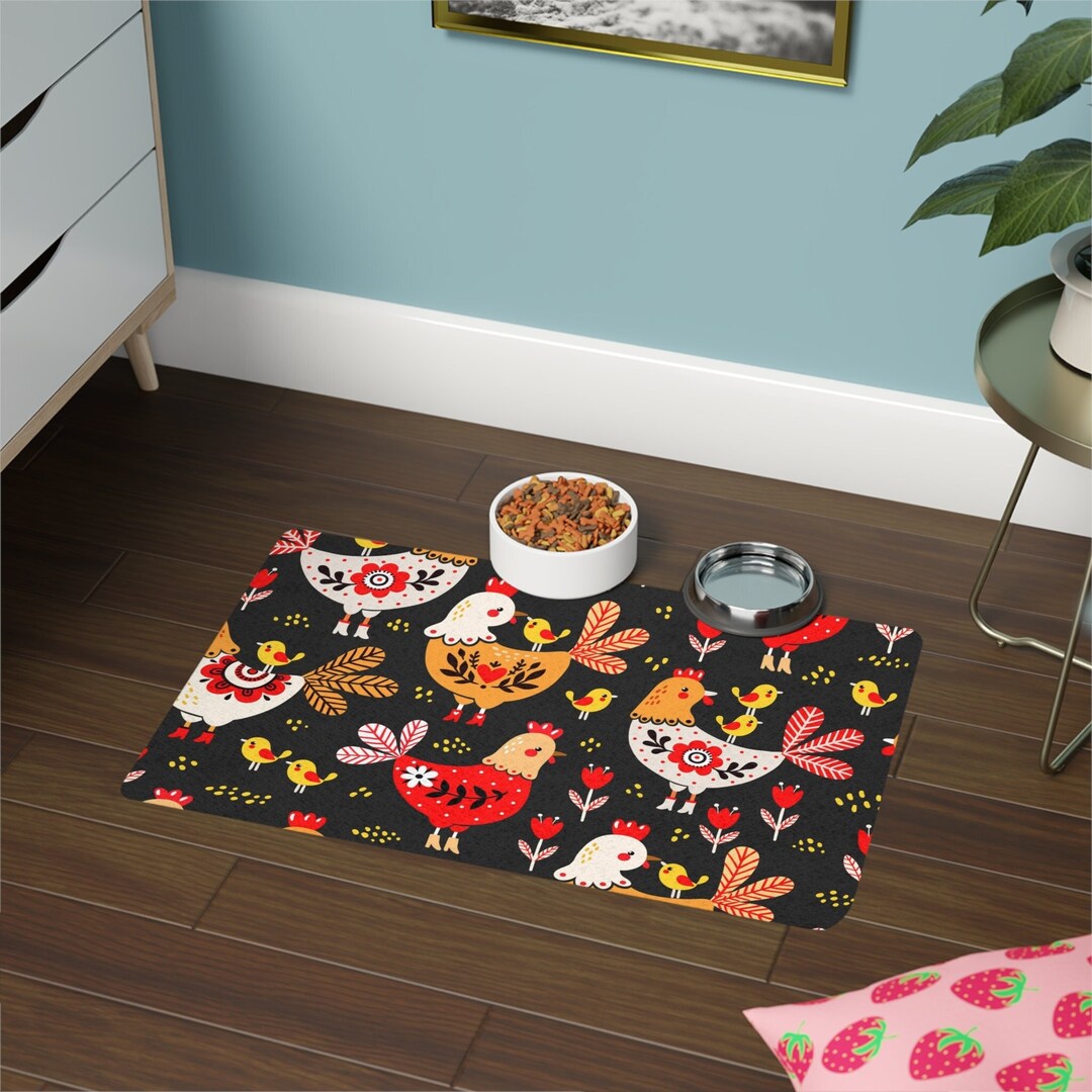 Chickens & Eggs Pet Placemat (4 Shapes) Pet Feeding Mat, Pet Place Mat ...