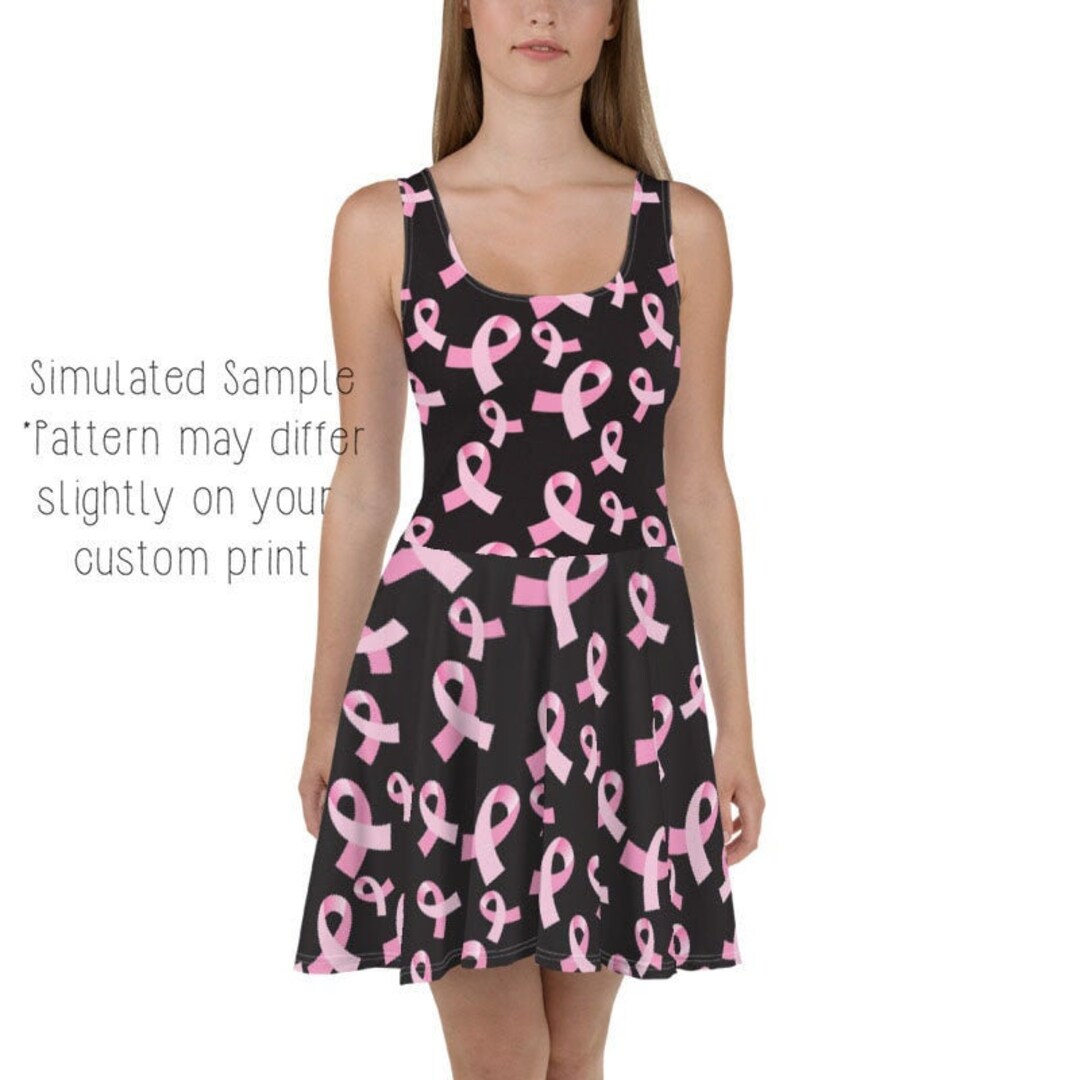 Breast Cancer Pink Ribbon Flowy Skater Dress, Stretchy Fitted Dress ...