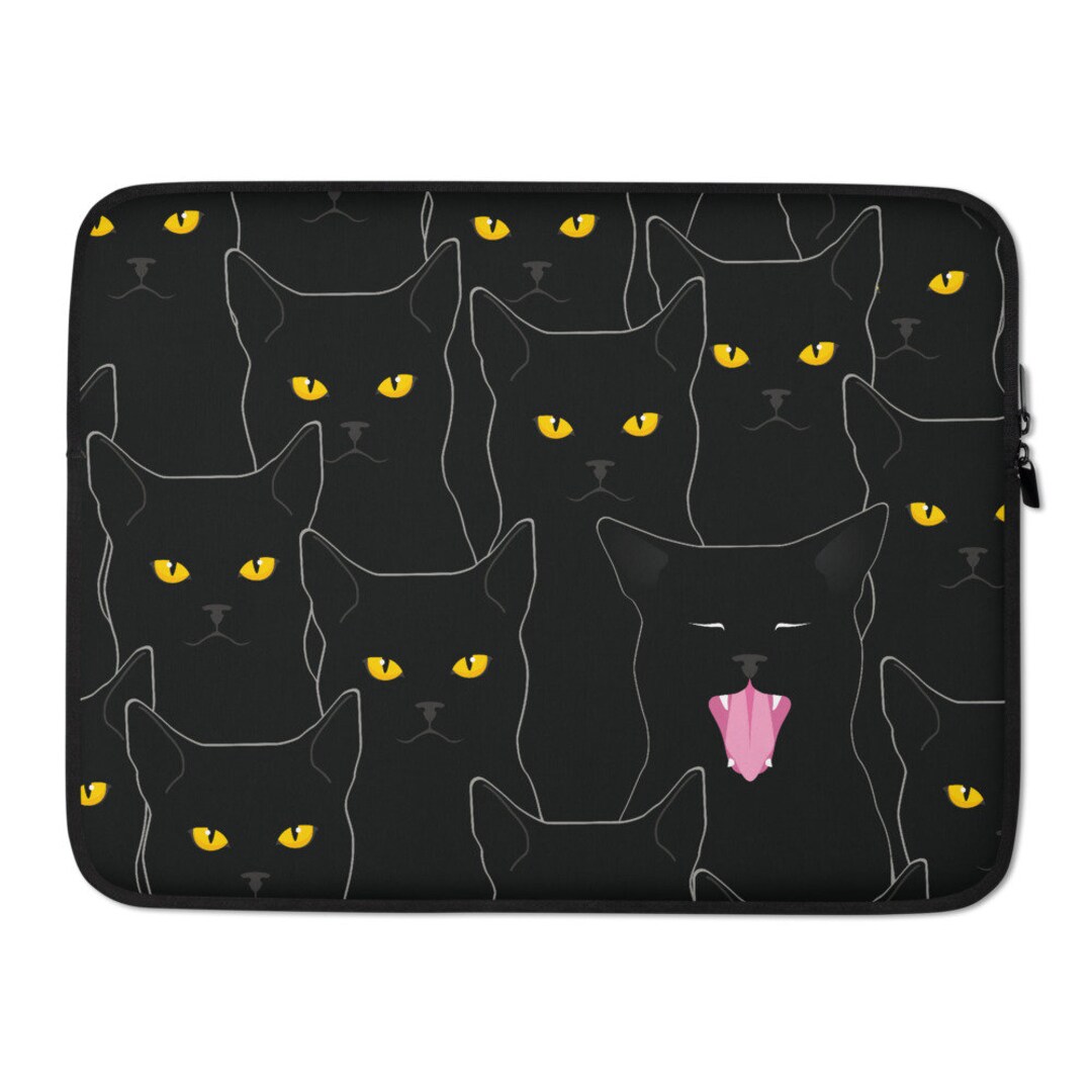 Black Cat Print Laptop Sleeve, 13 Inch, 15 Inch, Ipad, Case, Protective ...
