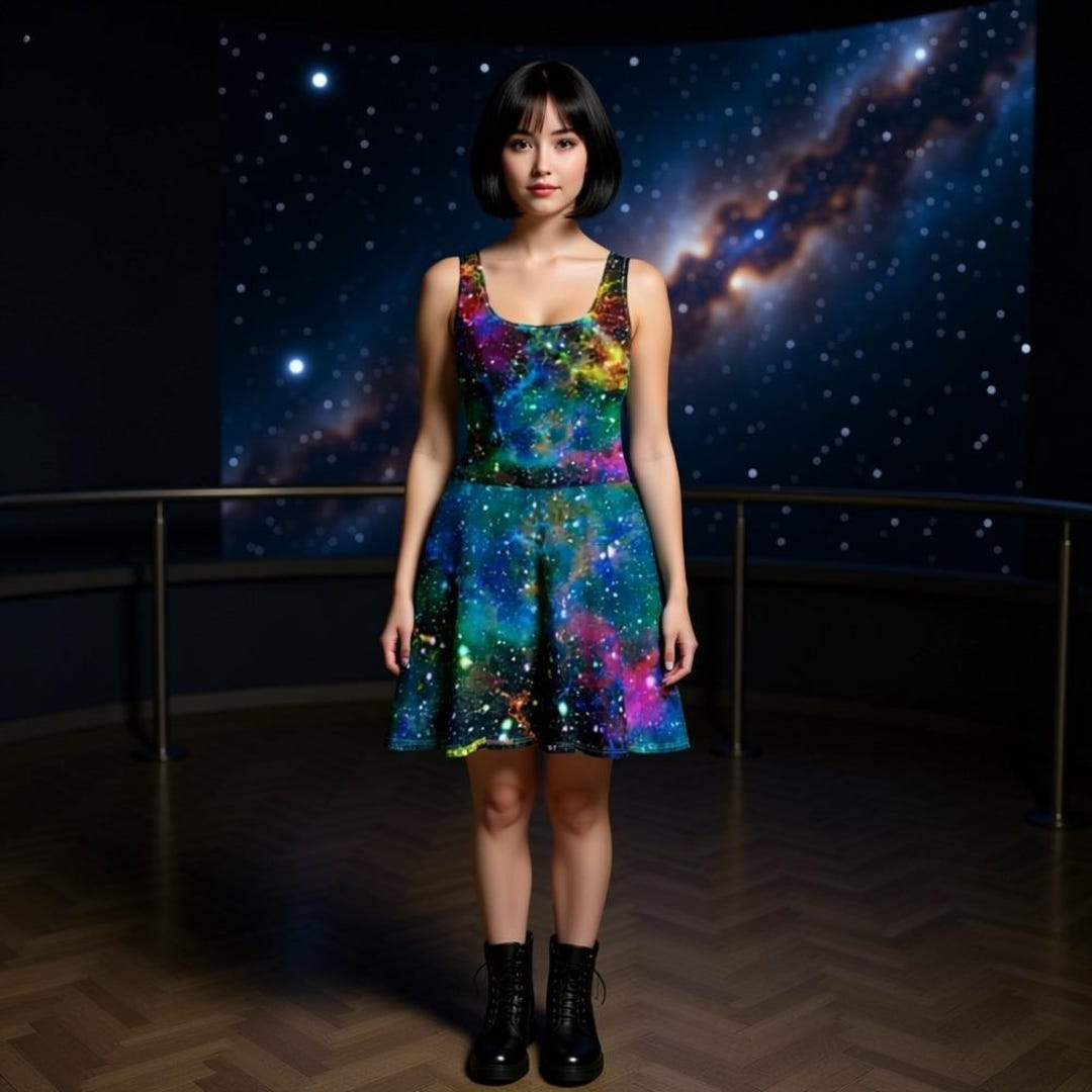 Galaxy Skater Dress, Bodycon Fitted Dress, T-shirt Dress, Skater Skirt ...