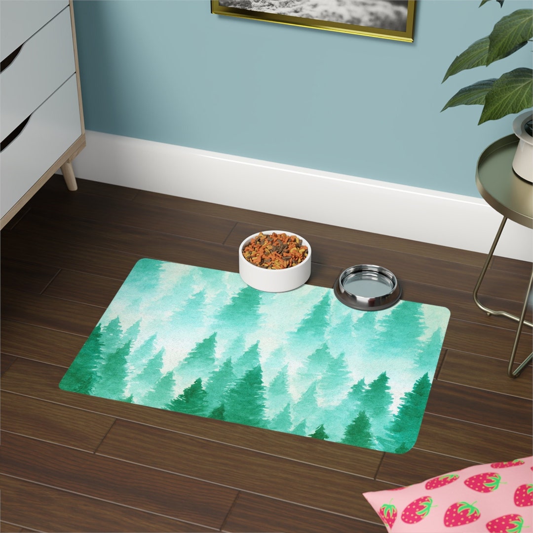 Tree Print Pet Placemat (4 Shapes) Pet Feeding Place Mat, Rubber Backed ...