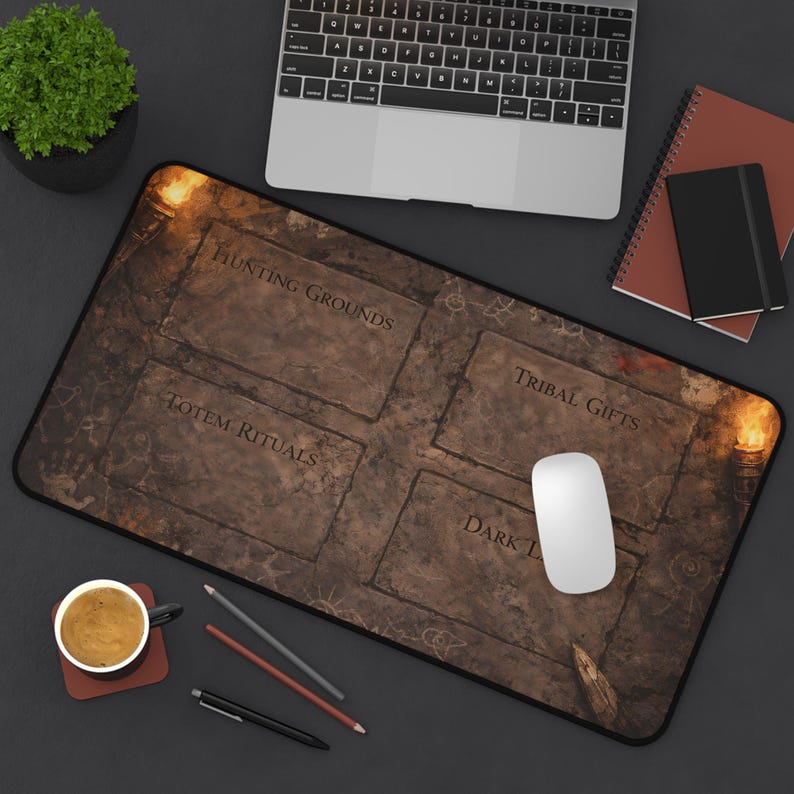 Trical Cave Dweller TCG Playmat, Tribal Stone Card Game Mat Fantasy ...