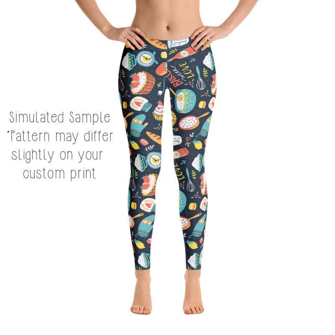 BAKING Leggings, Custom Printed, Stretchy Spandex, Yoga Pant, Bakery ...