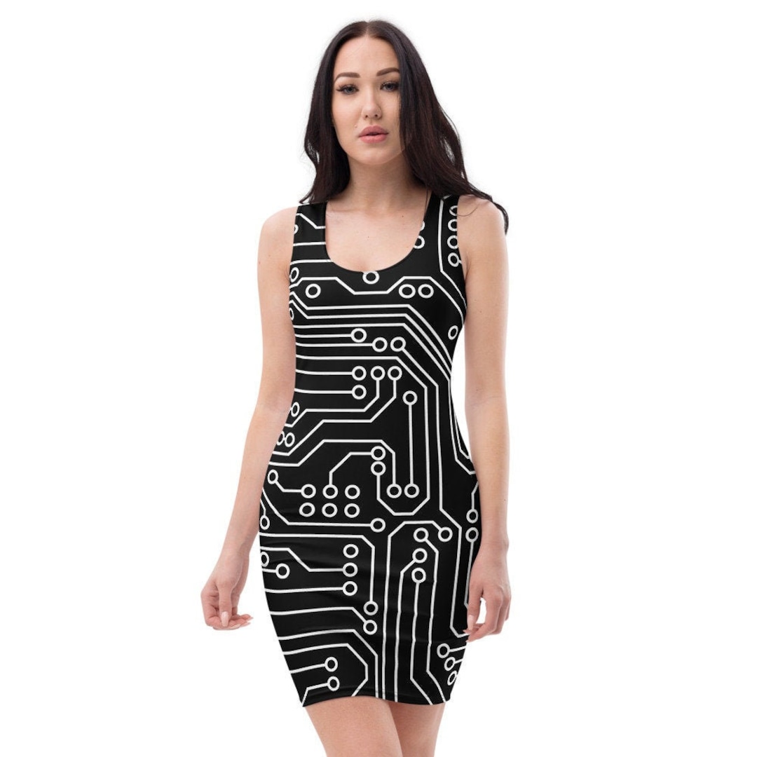 CIRCUIT BOARD Flowy Skater Dress, Stretchy Fitted Dress, Skater Skirt ...