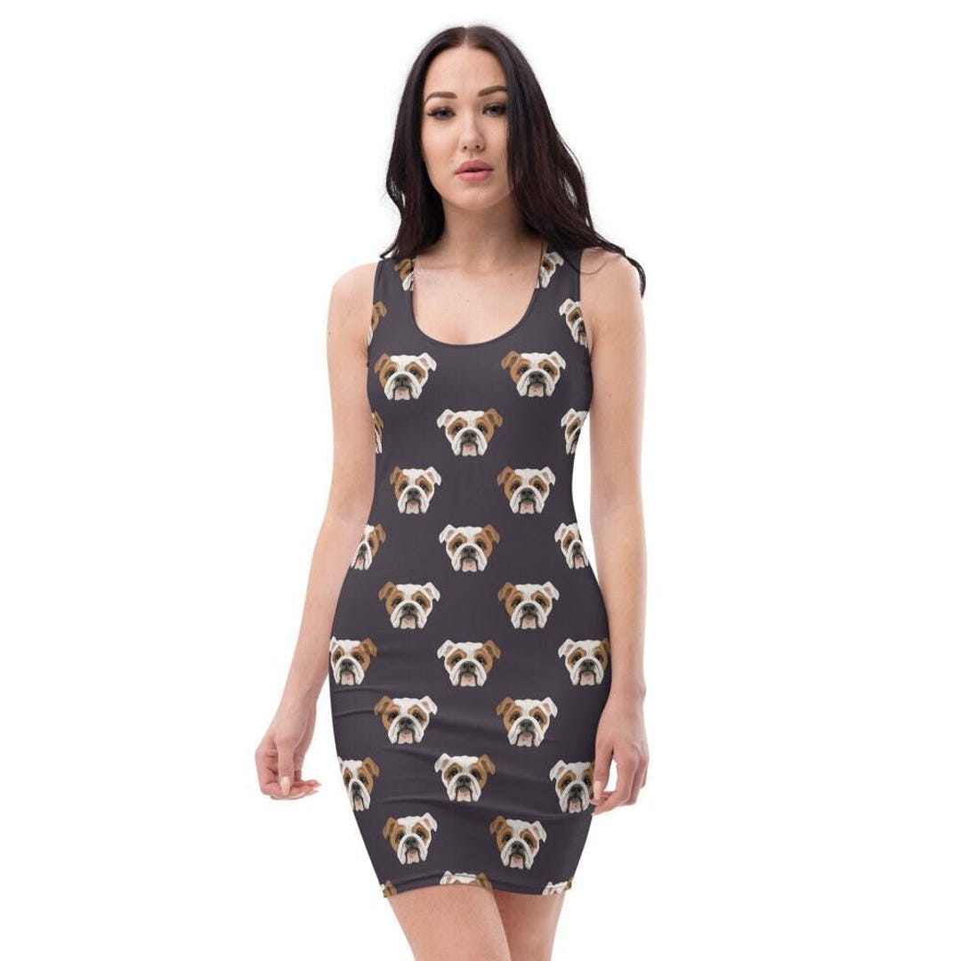 English Bulldog Dress - Skater Dress, Fitted Bodycon Dress Pencil Skirt ...
