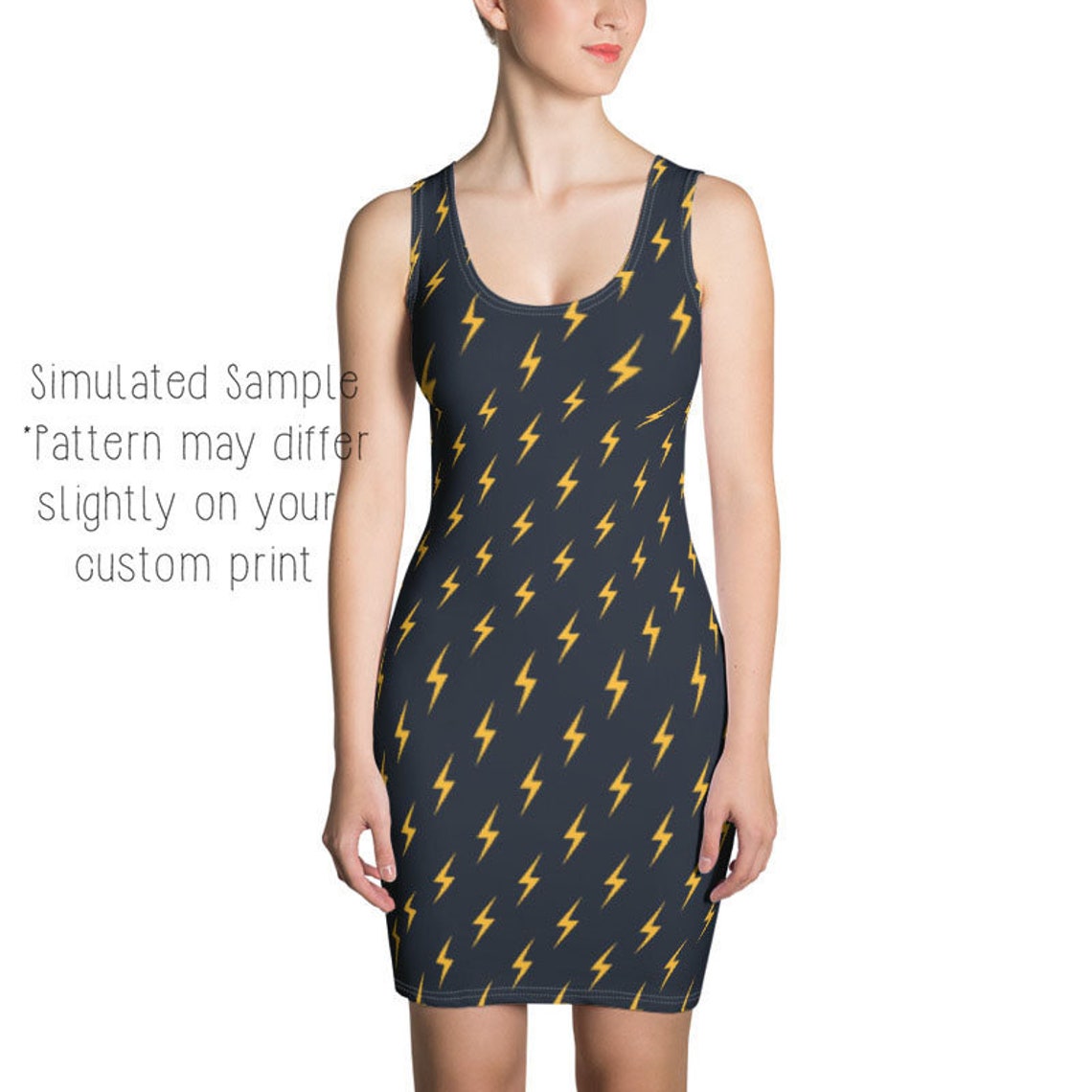 Lightning Bolt Flowy Skater Dress Stretchy Fitted Dress | Etsy