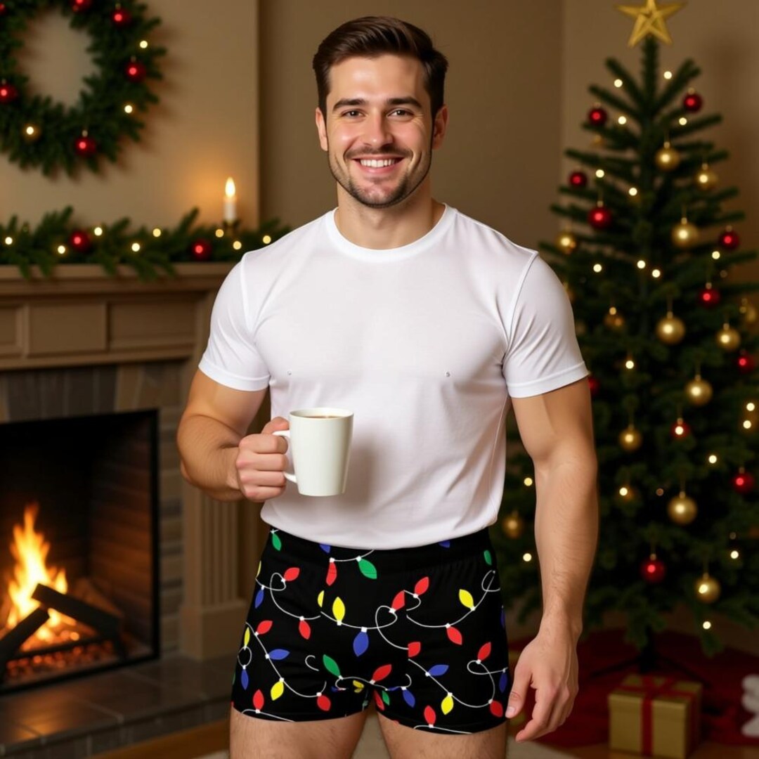 Colorful Christmas Lights Boxer Briefs, Holiday Underwear, Festive Xmas ...